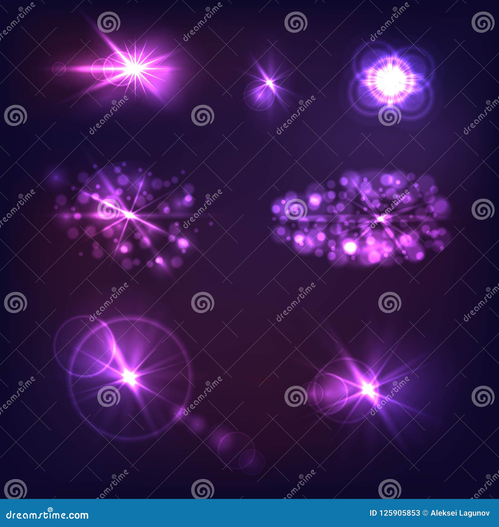Vector Shine Effects Collection, Galaxy Elements, Glow. Stock Vector ...
