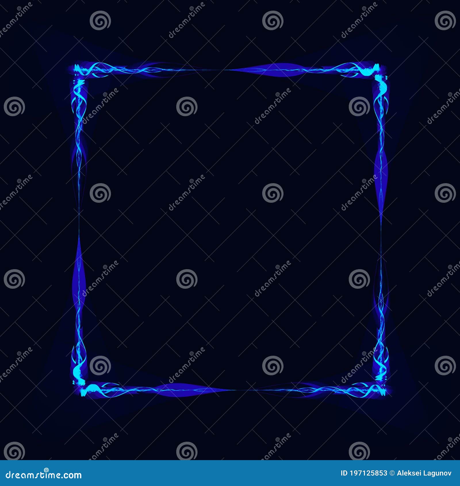 Vector Shining Blue Square Frame Template, Blank Frame, Abstract Swirly ...