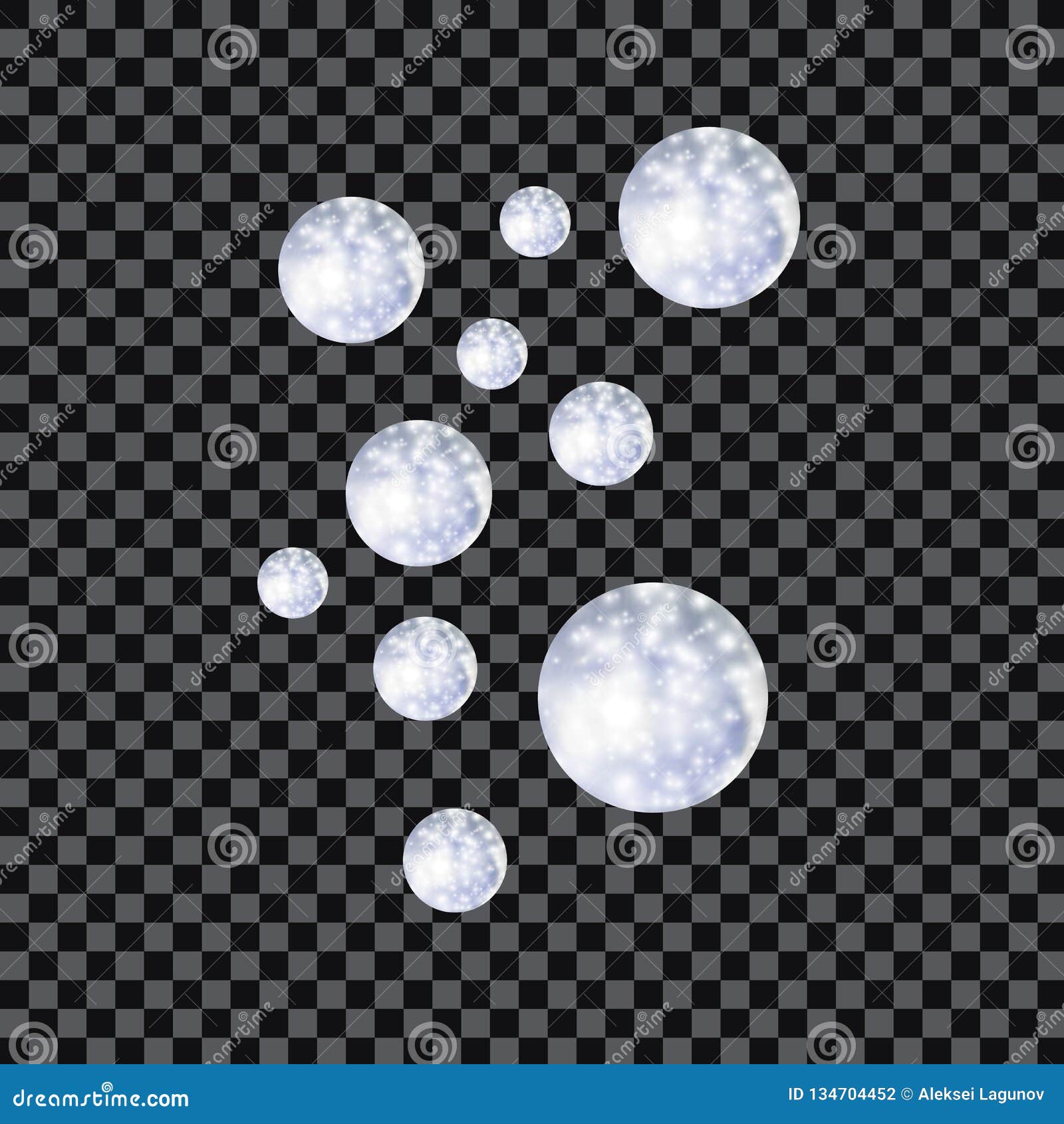 Vector Shining Bubbles Isolated on Dark Transparent Backgroud, Flow ...
