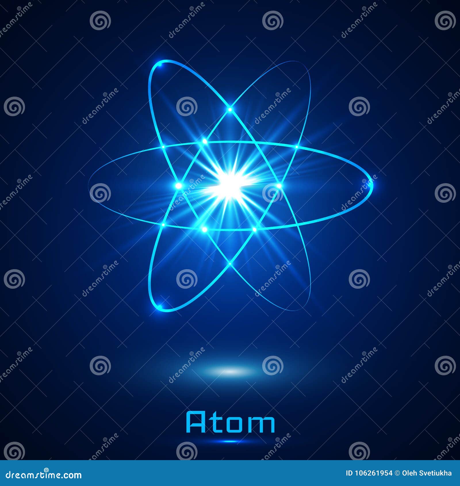 Vector Shining Neon Lights Atom Model Stock Vector - Illustration of ...