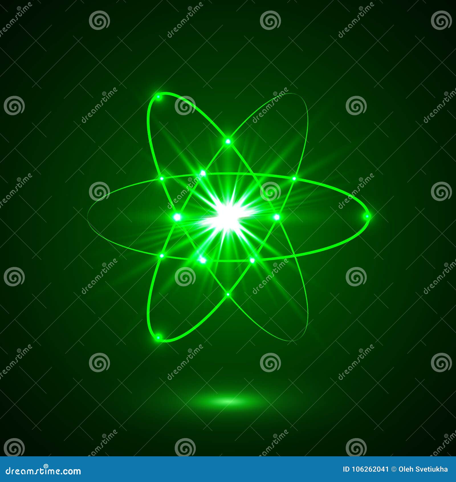 Vector Shining Neon Lights Atom Model Stock Vector - Illustration of ...