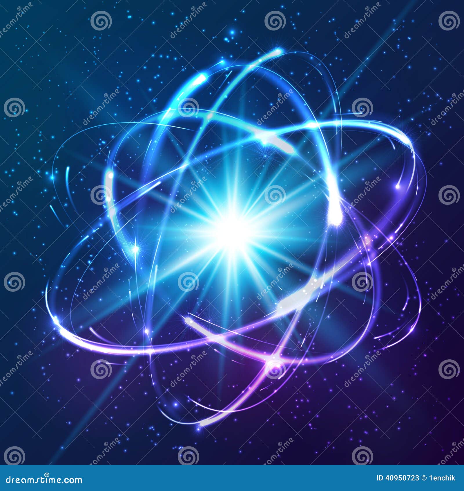 Vector Shining Neon Lights Atom Model Stock Vector - Illustration of ...