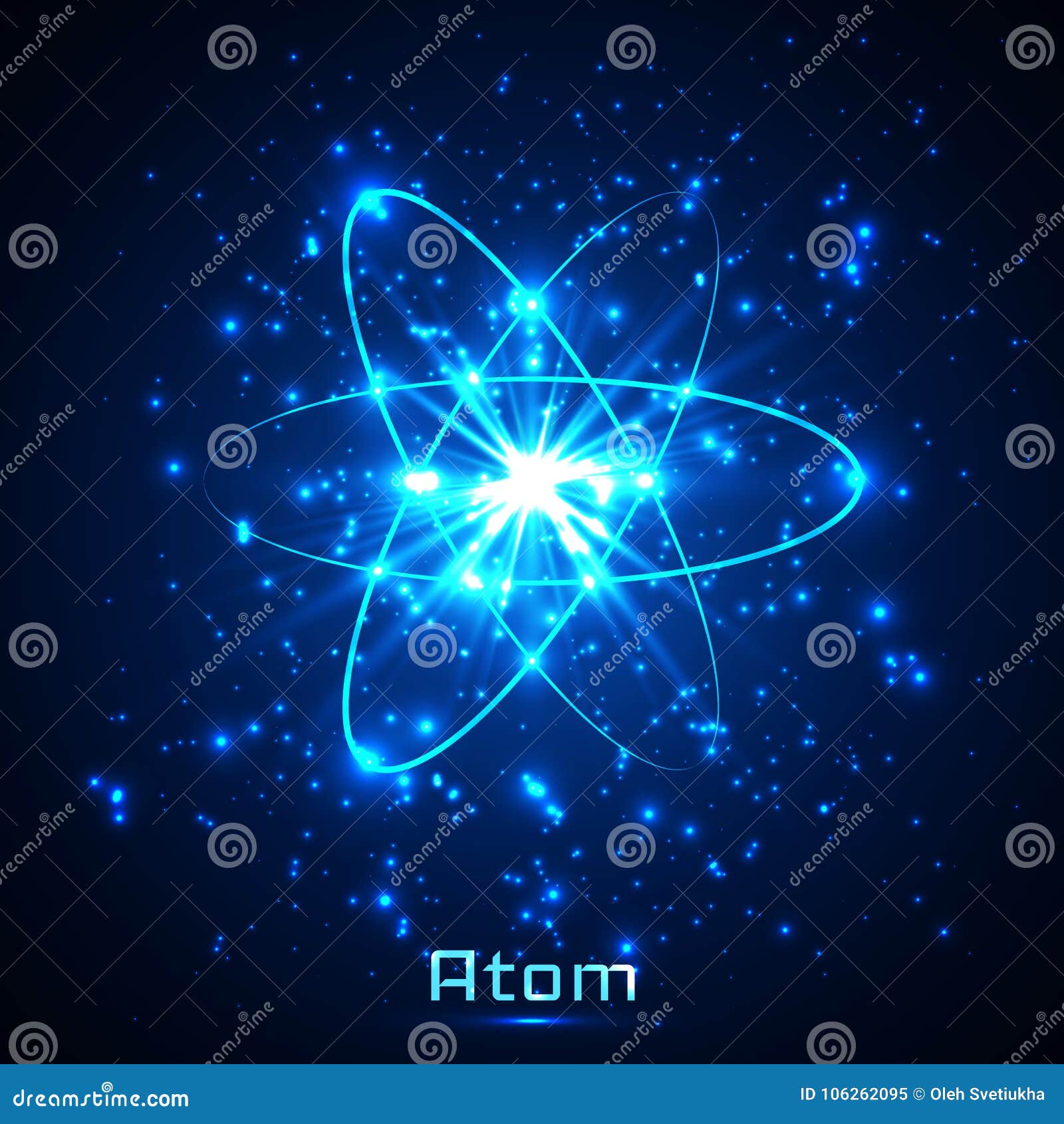 Vector Shining Neon Lights Atom Model Stock Vector - Illustration of ...
