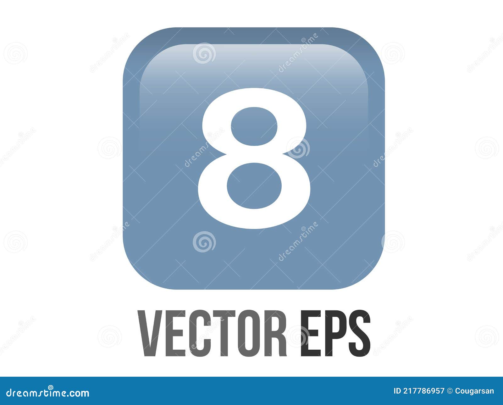 Vector Shinny Gradient Blue Keycap White Digit Eight Icon Button Stock ...