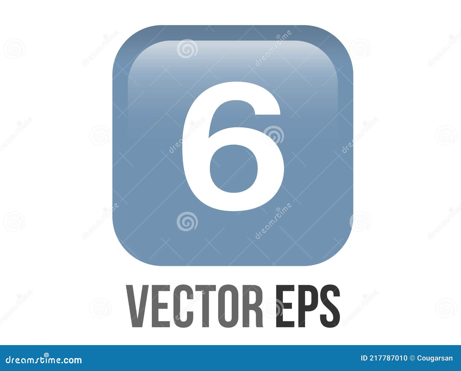 Vector Shinny Gradient Blue Keycap White Digit Six Icon Button Stock ...