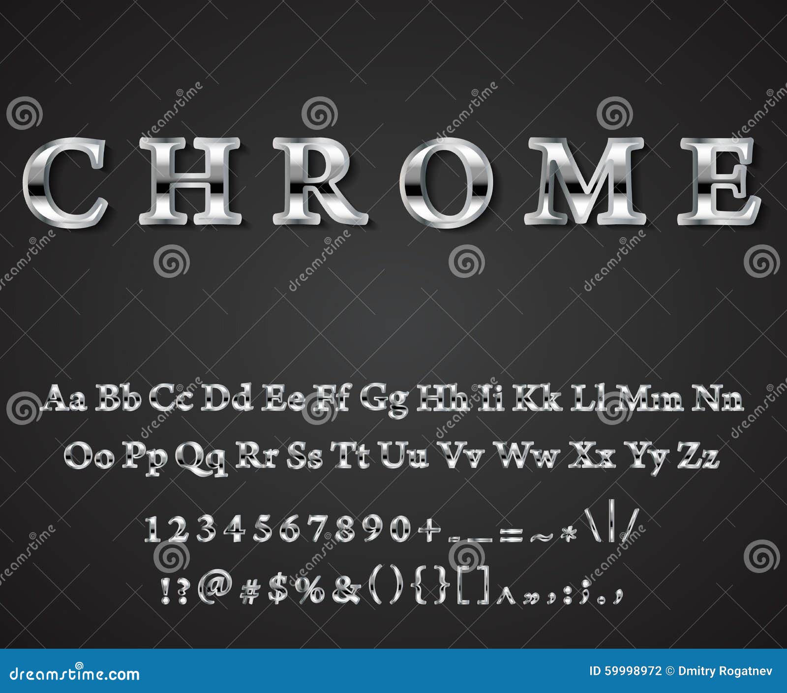 Shiny Chrome Alphabet In 80s Retro Futurism Sci-Fi Style. Vector Retro ...