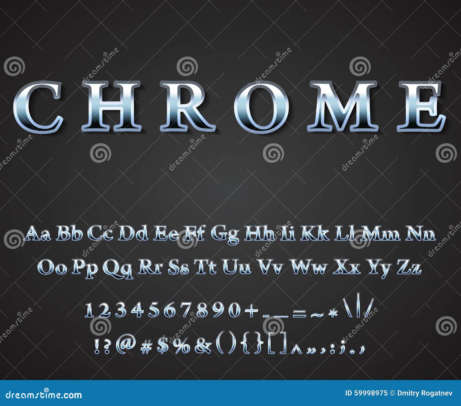 Shiny Chrome Alphabet In 80s Retro Futurism Sci-Fi Style. Vector Retro ...