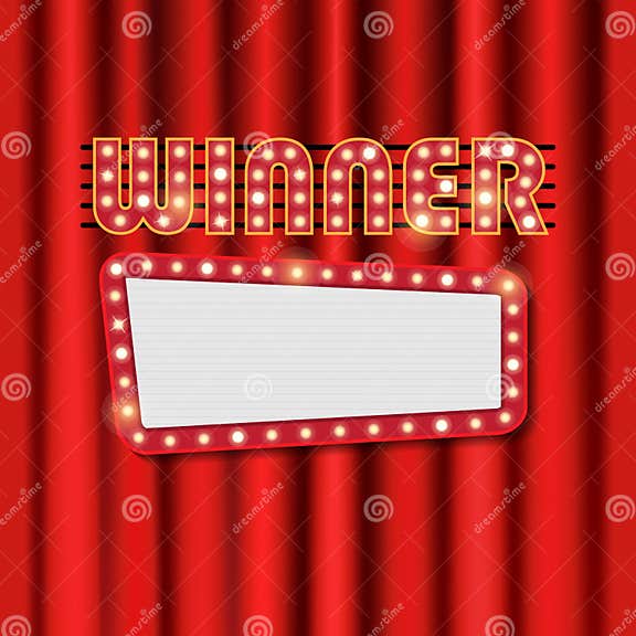 Vector Shiny Frame for Winner on Red Curtains Background Stock Vector ...
