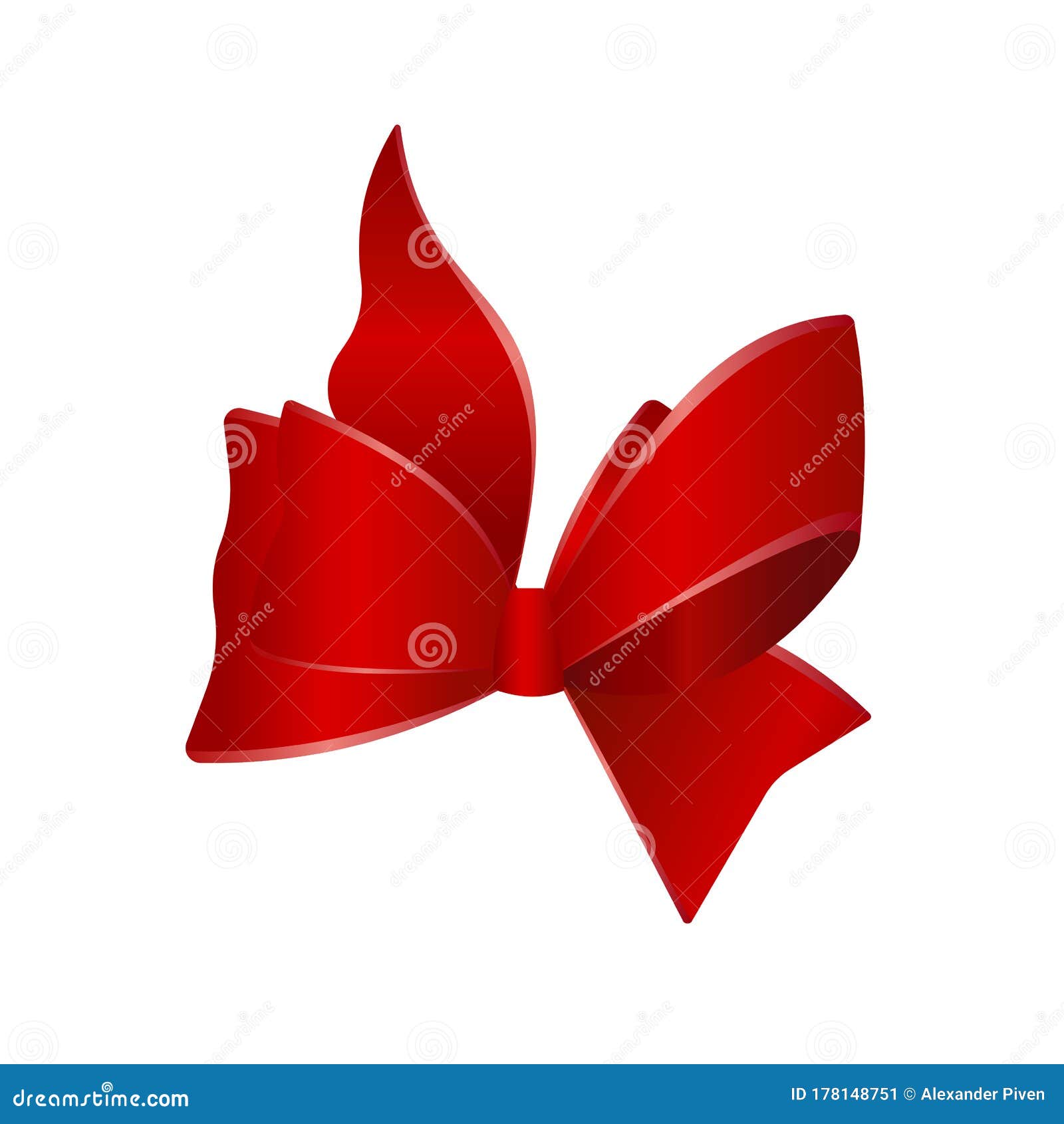 Vector Shiny Red Satin Gift Bow Close Up Isolated on White Background ...