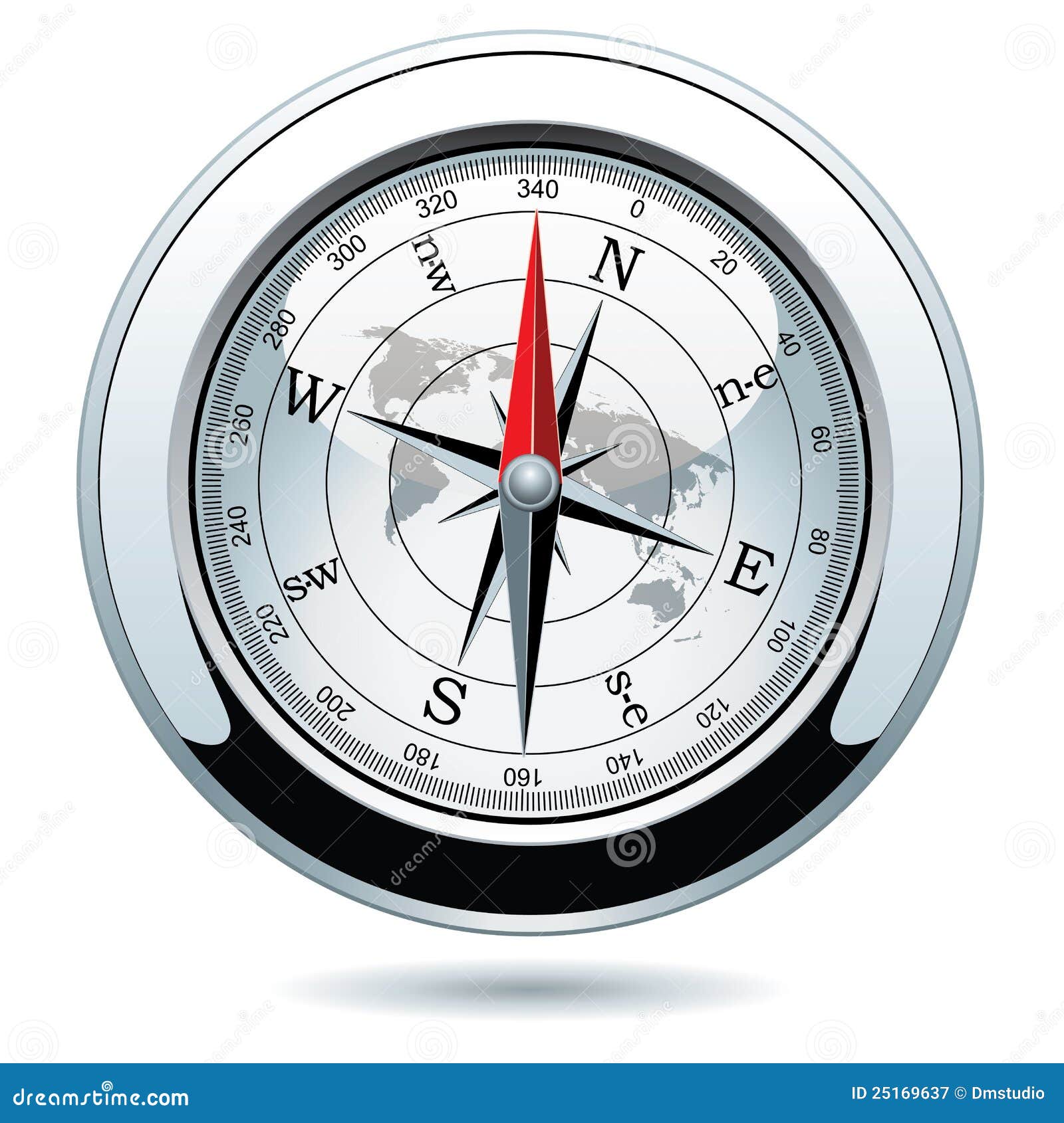 Vector Shiny Silver Compass Stock Vector - Illustration of continent ...