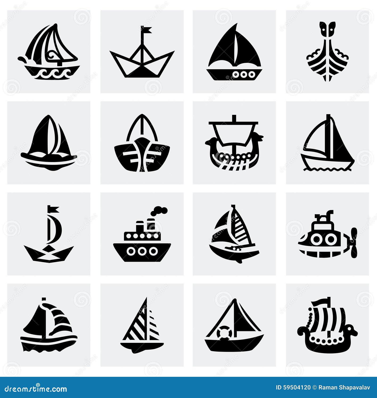 Vector Ship and Boat Icon Set Stock Vector - Illustration of floating ...