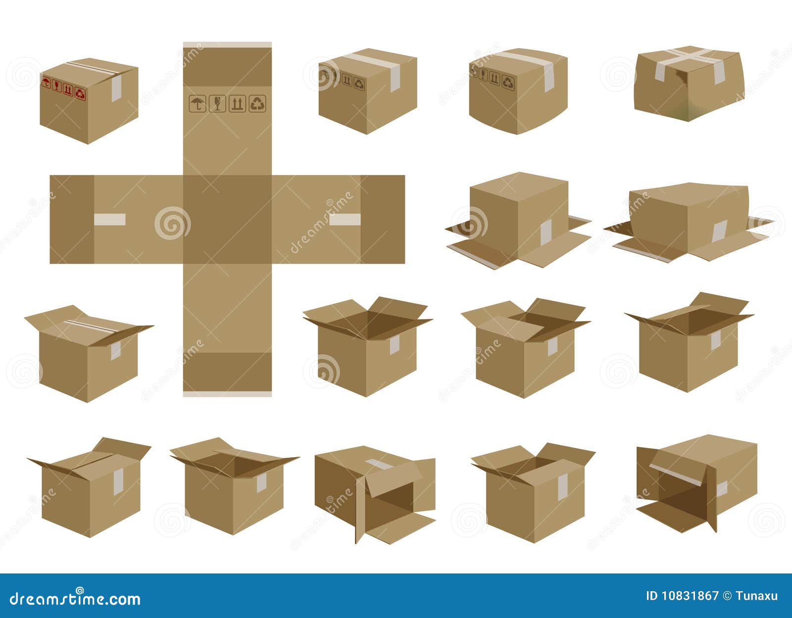 Vector shipping box set stock vector. Illustration of crate - 10831867