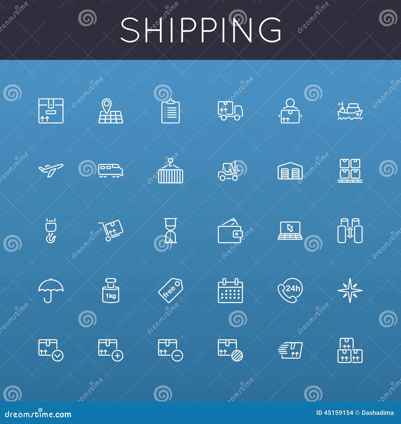 Shipping Line Icons Collection. Logistics, Freight, Cargo, Delivery ...