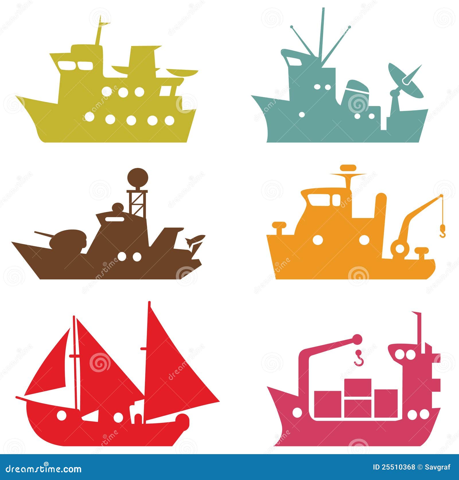 Vector ships stock vector. Illustration of shapes, floating - 25510368