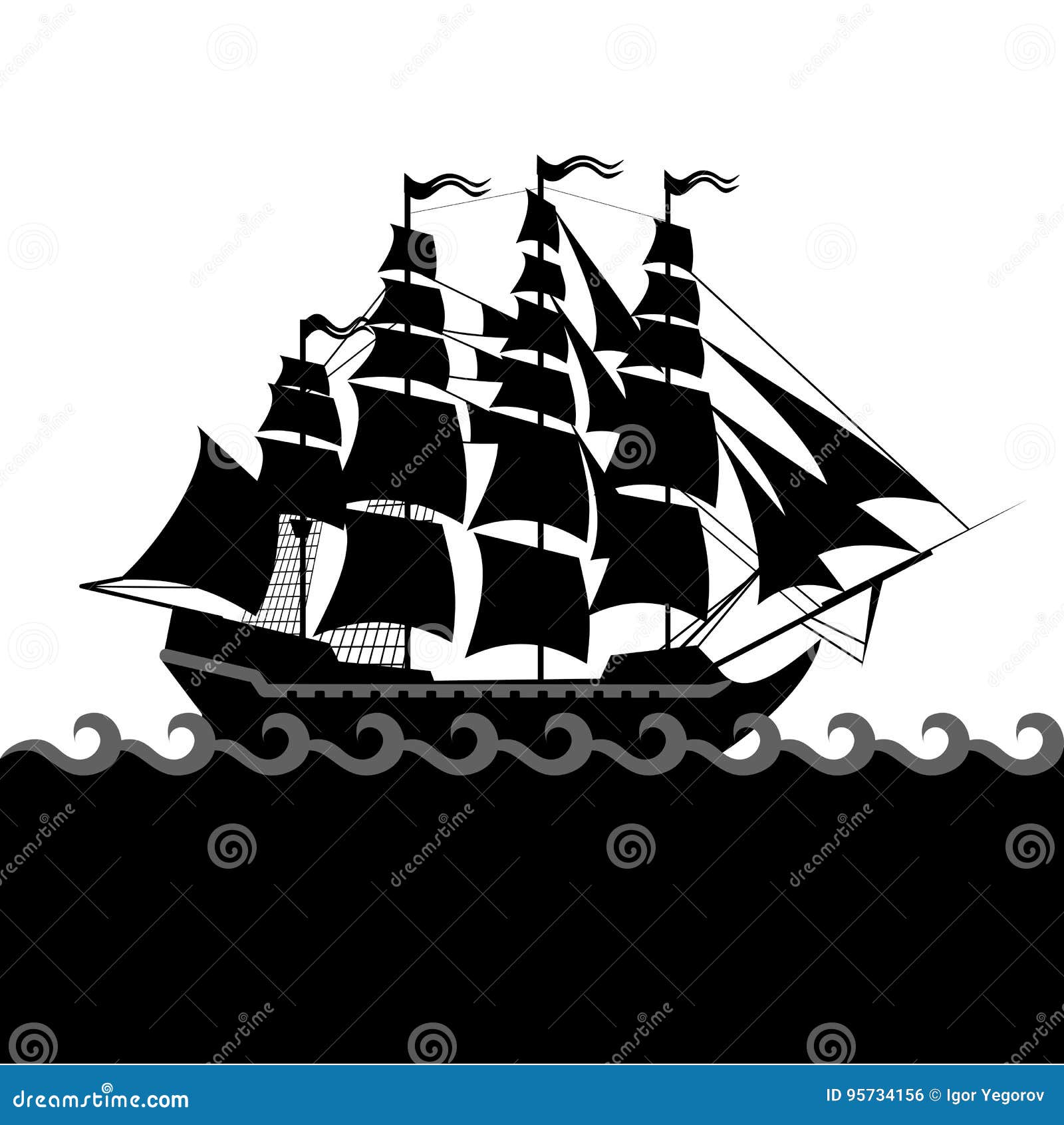 Vector Ships Set with Separate Editable Elements. Stock Vector ...