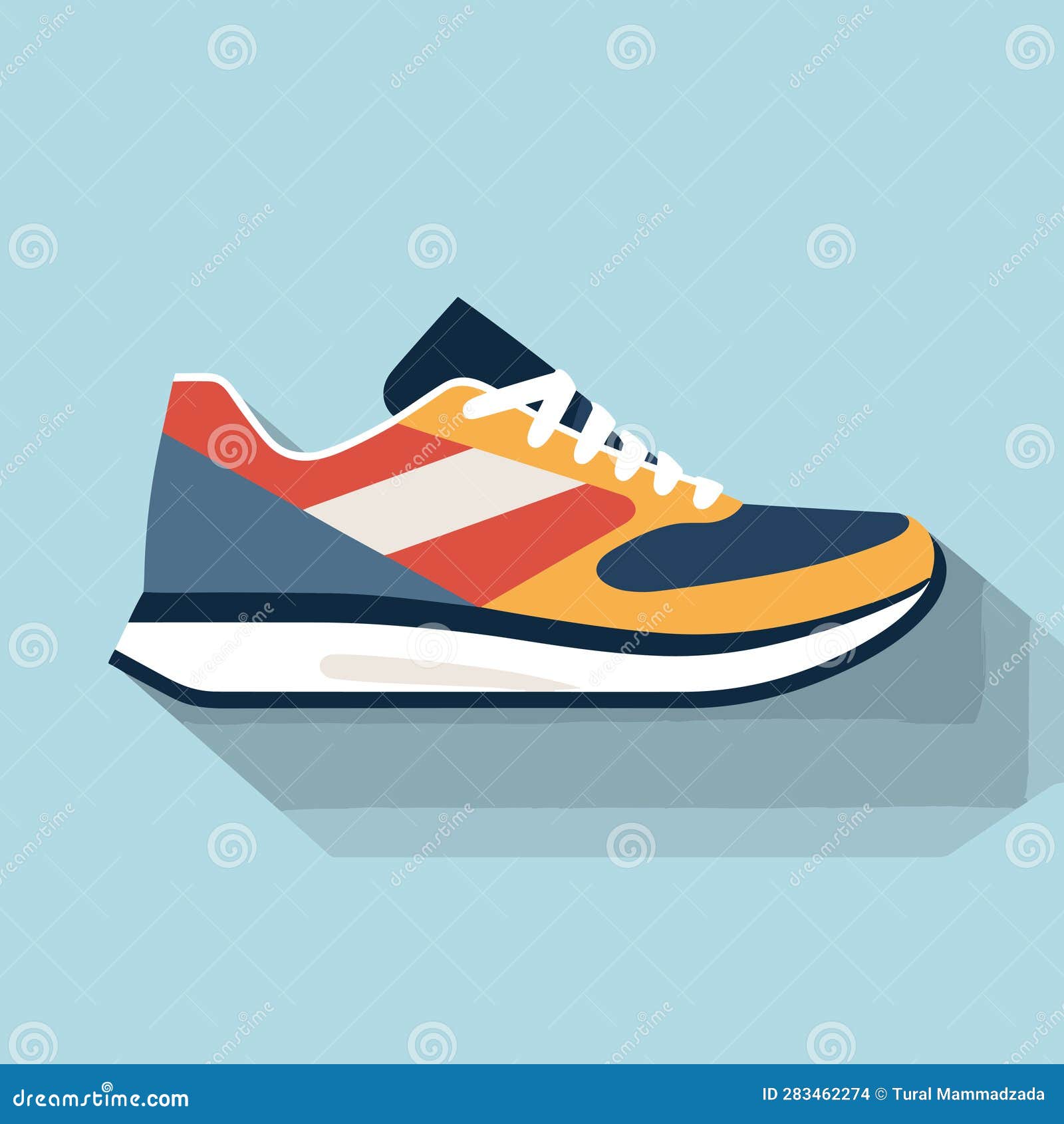 Vector of a Shoe with a Long Shadow on a Blue Background Stock Vector ...