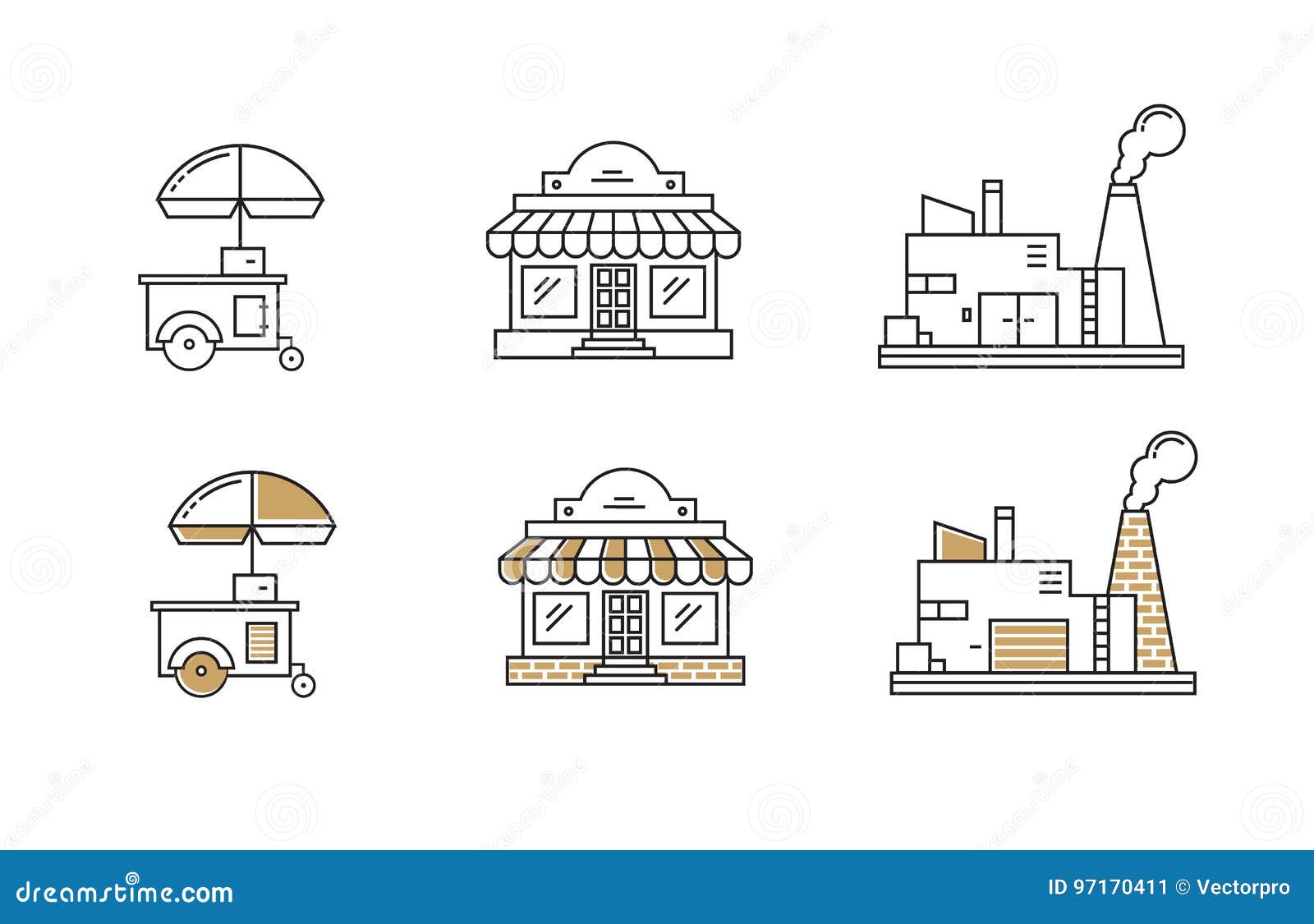Vector shop outline icons stock vector. Illustration of outline - 97170411