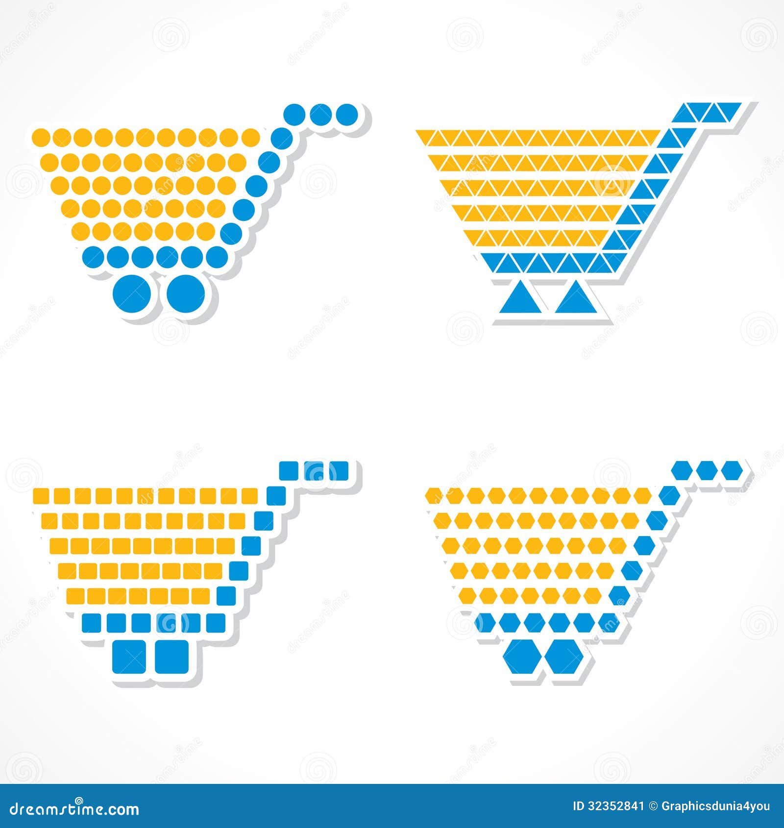 Vector Shopping Cart Icon Set with Different Shape Stock Vector ...