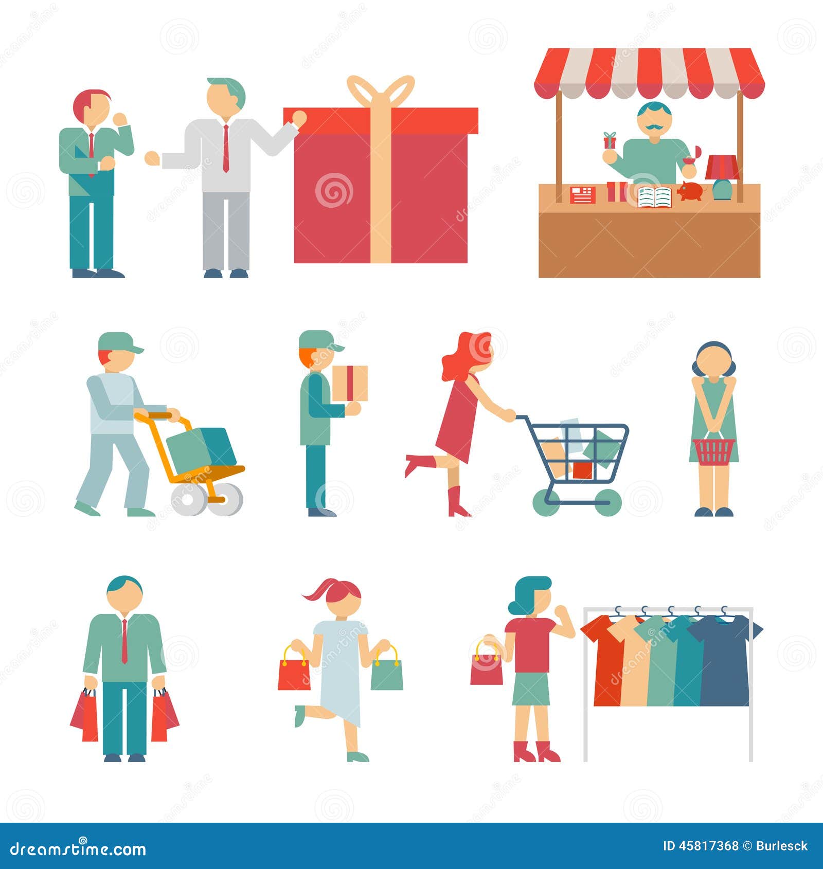 Vector Shopping Characters stock vector. Illustration of shopping ...