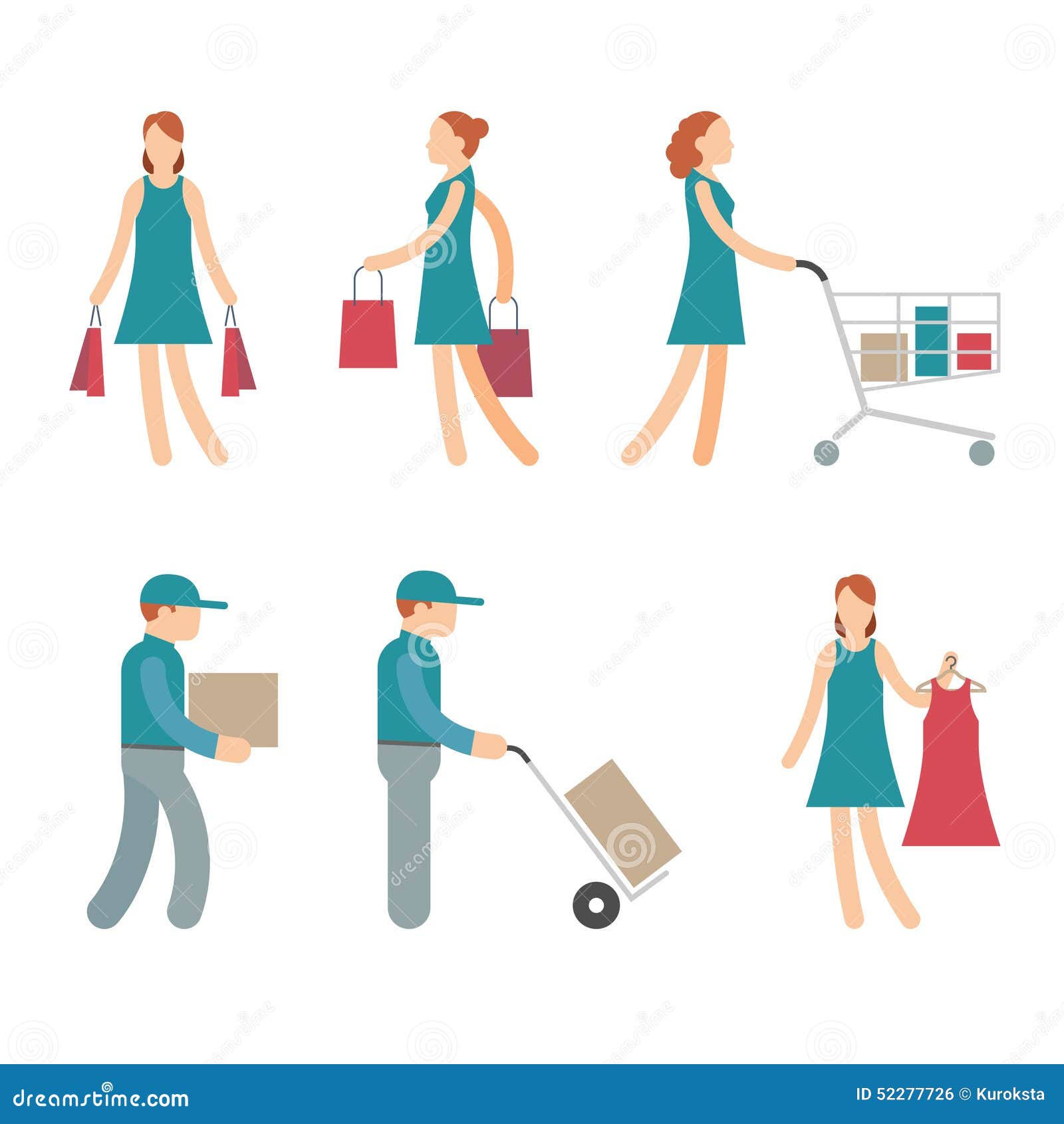 Vector Shopping Characters and Employees of Stock Vector - Illustration ...