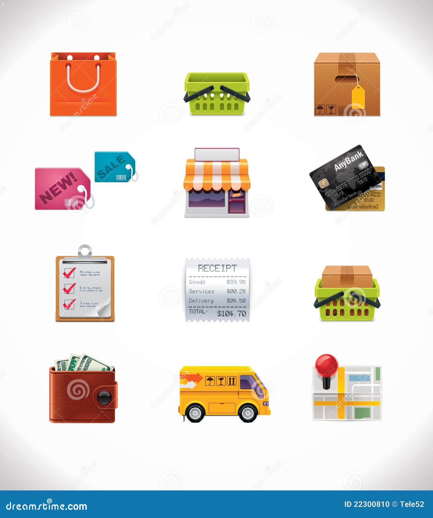 Vector shopping icon set stock vector. Illustration of money - 22300810