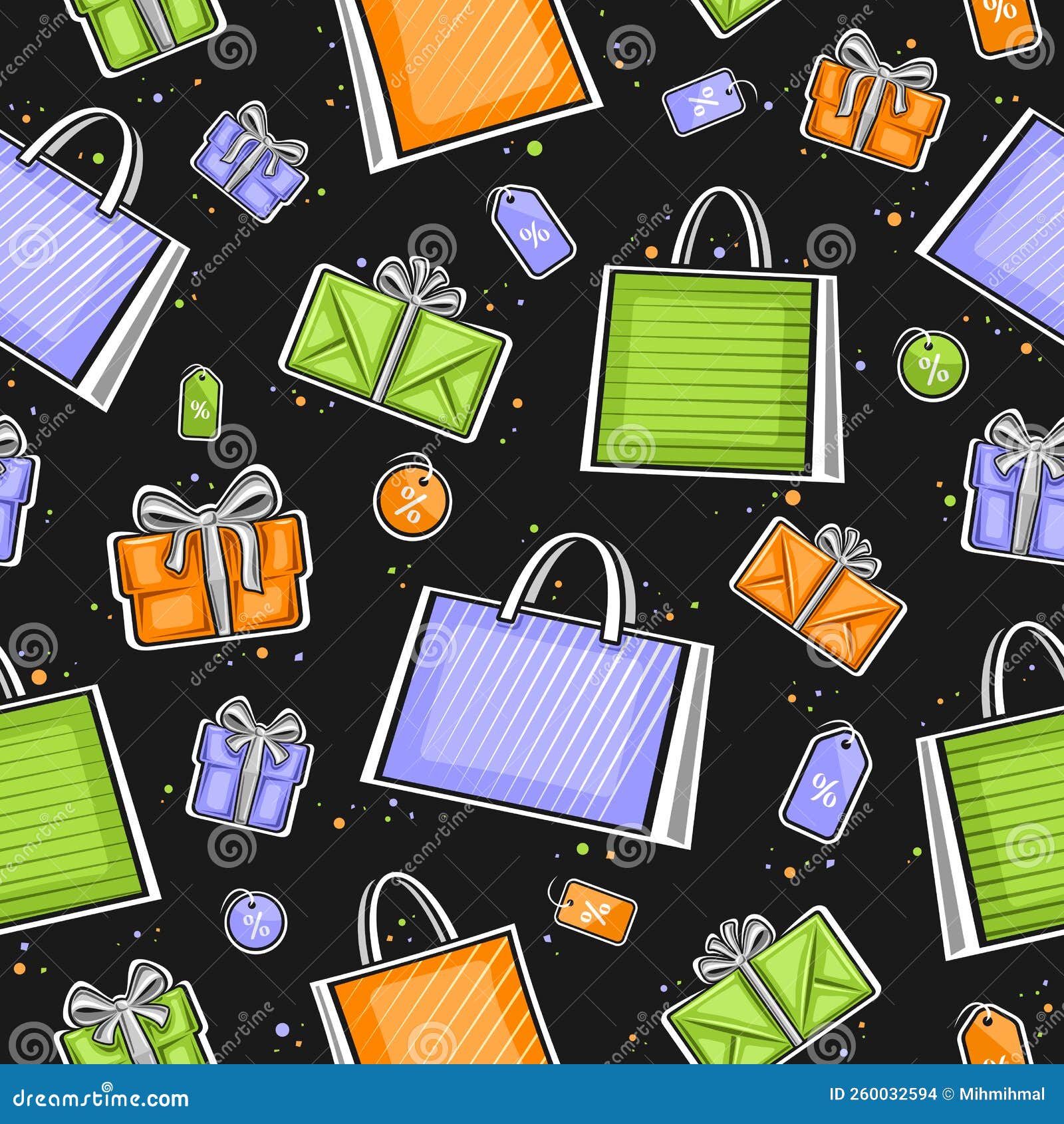 Vector Shopping Seamless Pattern Stock Vector - Illustration of cartoon ...
