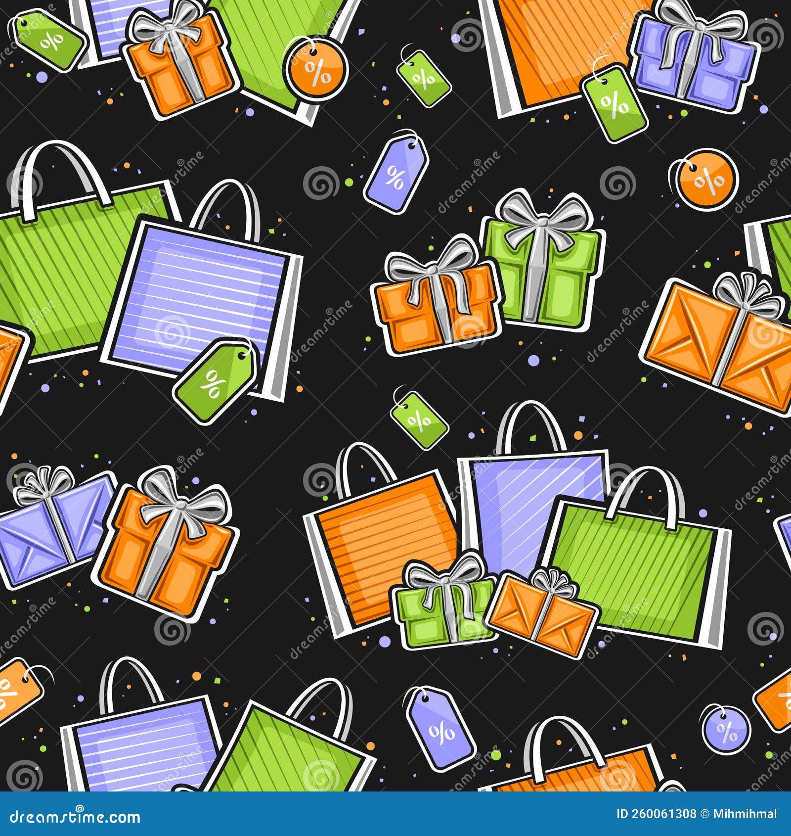 Vector Shopping Seamless Pattern Stock Vector - Illustration of logo ...