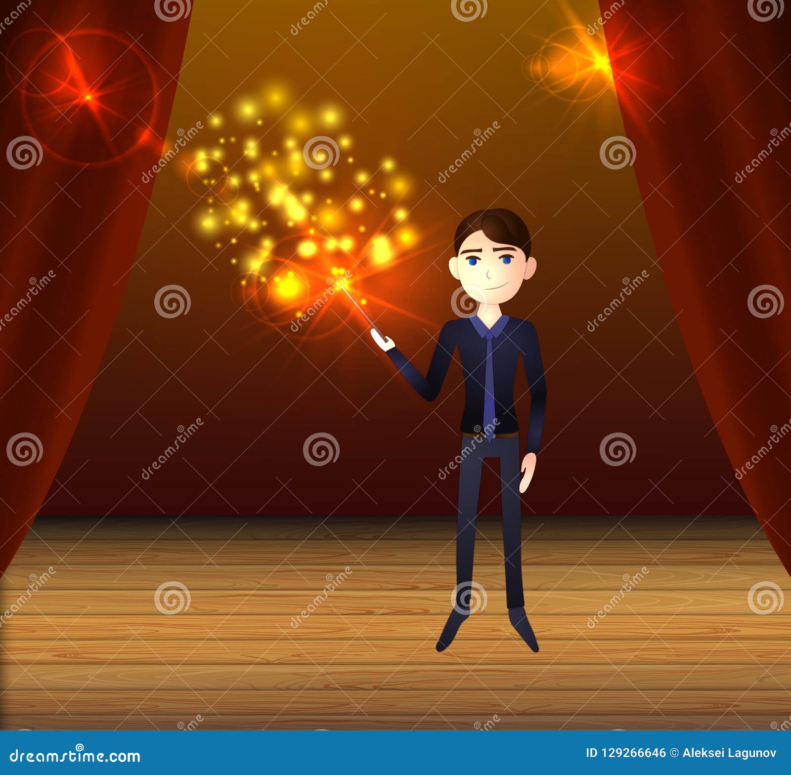 Vector Show Background, Man on the Stage Doing Magic. Stock Vector ...