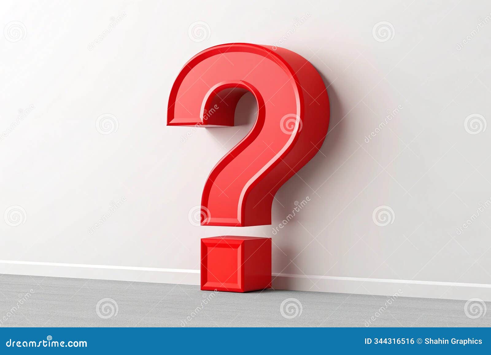 Realistic 3d Red Question Mark Illustration Stock Illustration ...