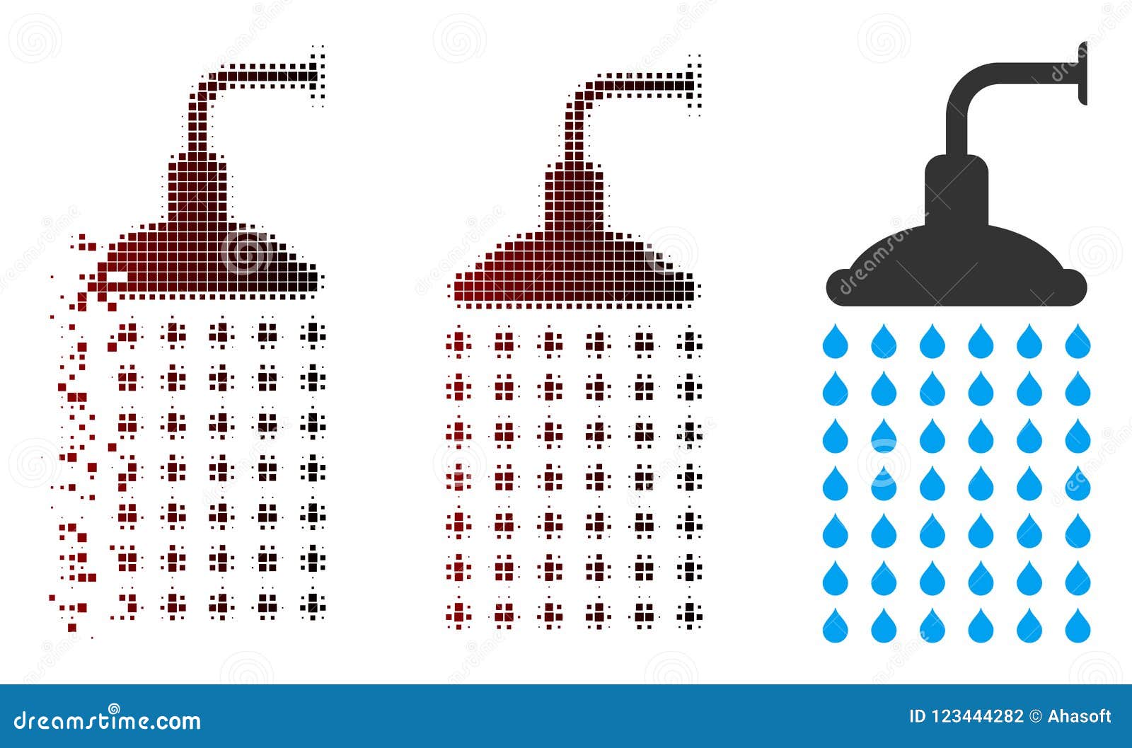 Fragmented Pixel Halftone Shower Icon Stock Vector - Illustration of ...