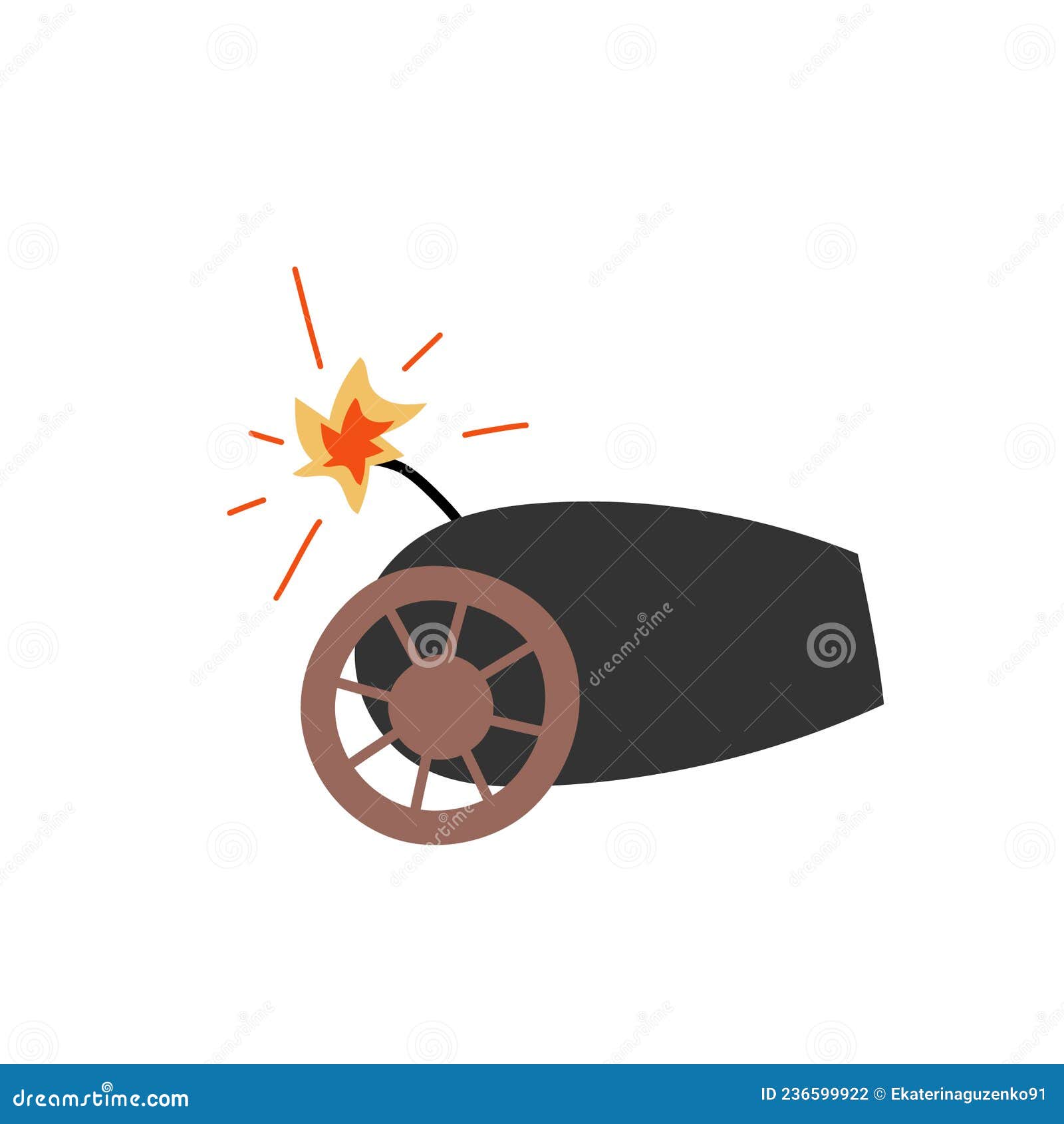 Vector Showing a Lit Cannon Ready To Fire Stock Vector - Illustration ...