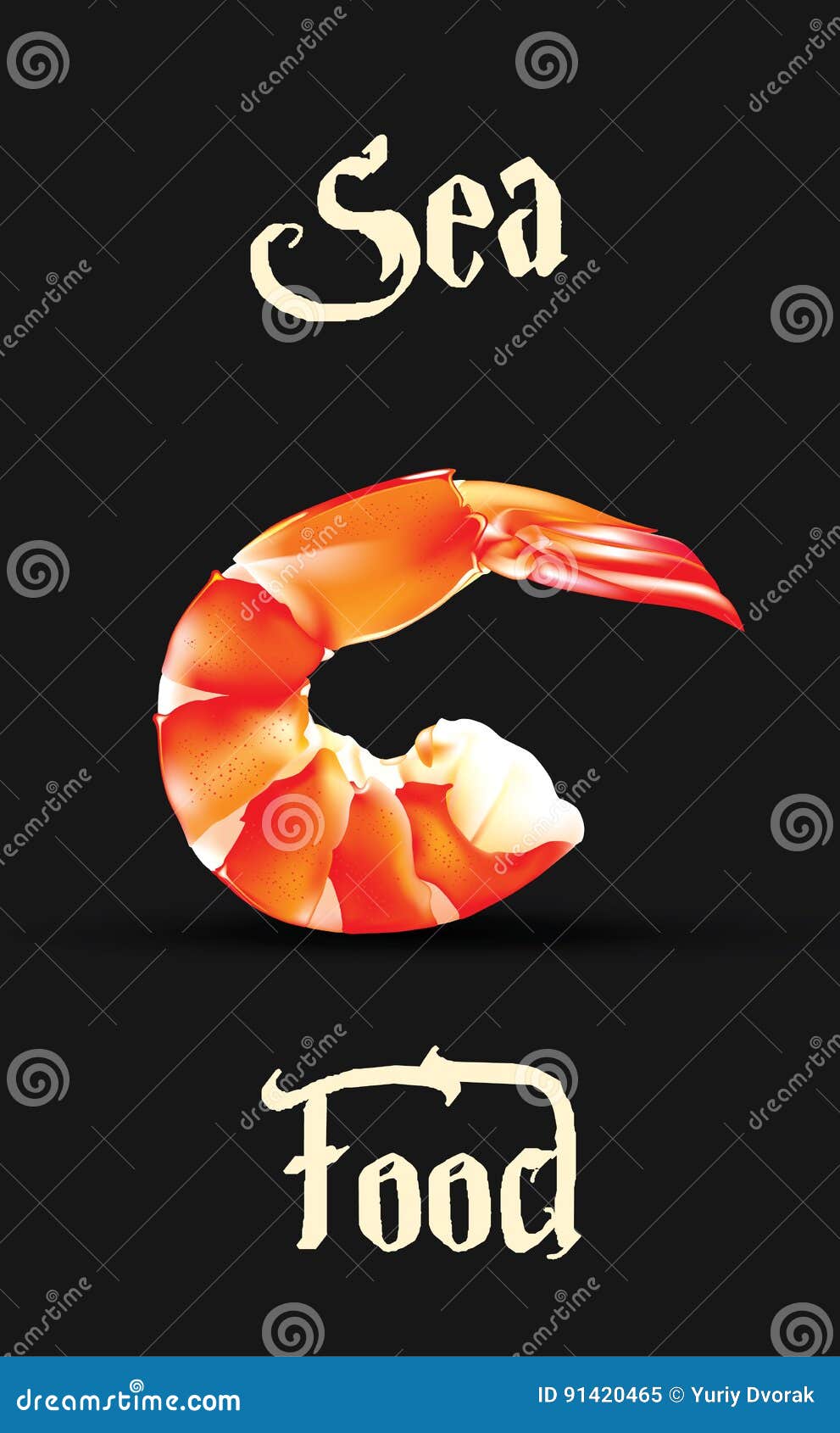 Vector Shrimp Seafood Design Template. Prawn Illustration Isolated on ...