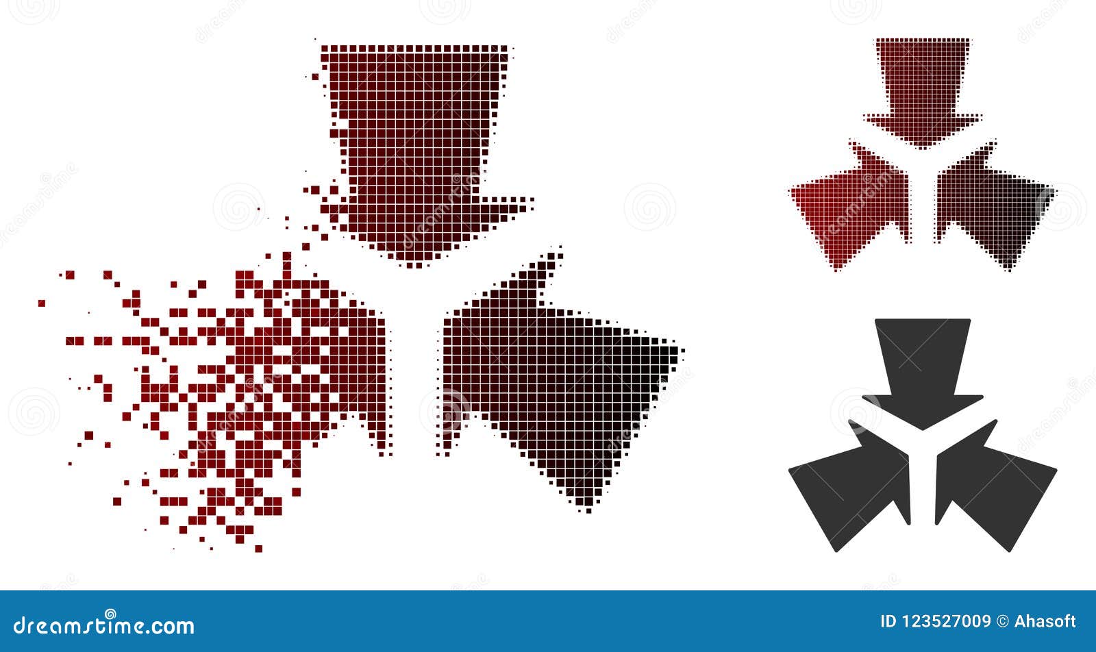 Dispersed Pixel Halftone Shrink Arrows Icon Stock Vector - Illustration ...