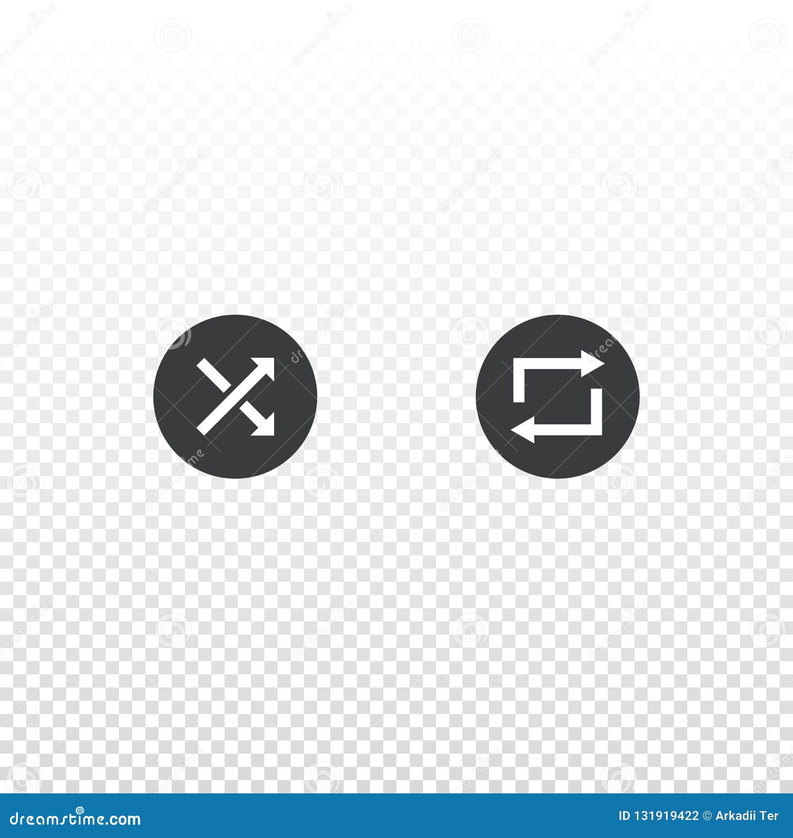Vector Shuffle And Repeat Icon Isolated On Transparent Background ...
