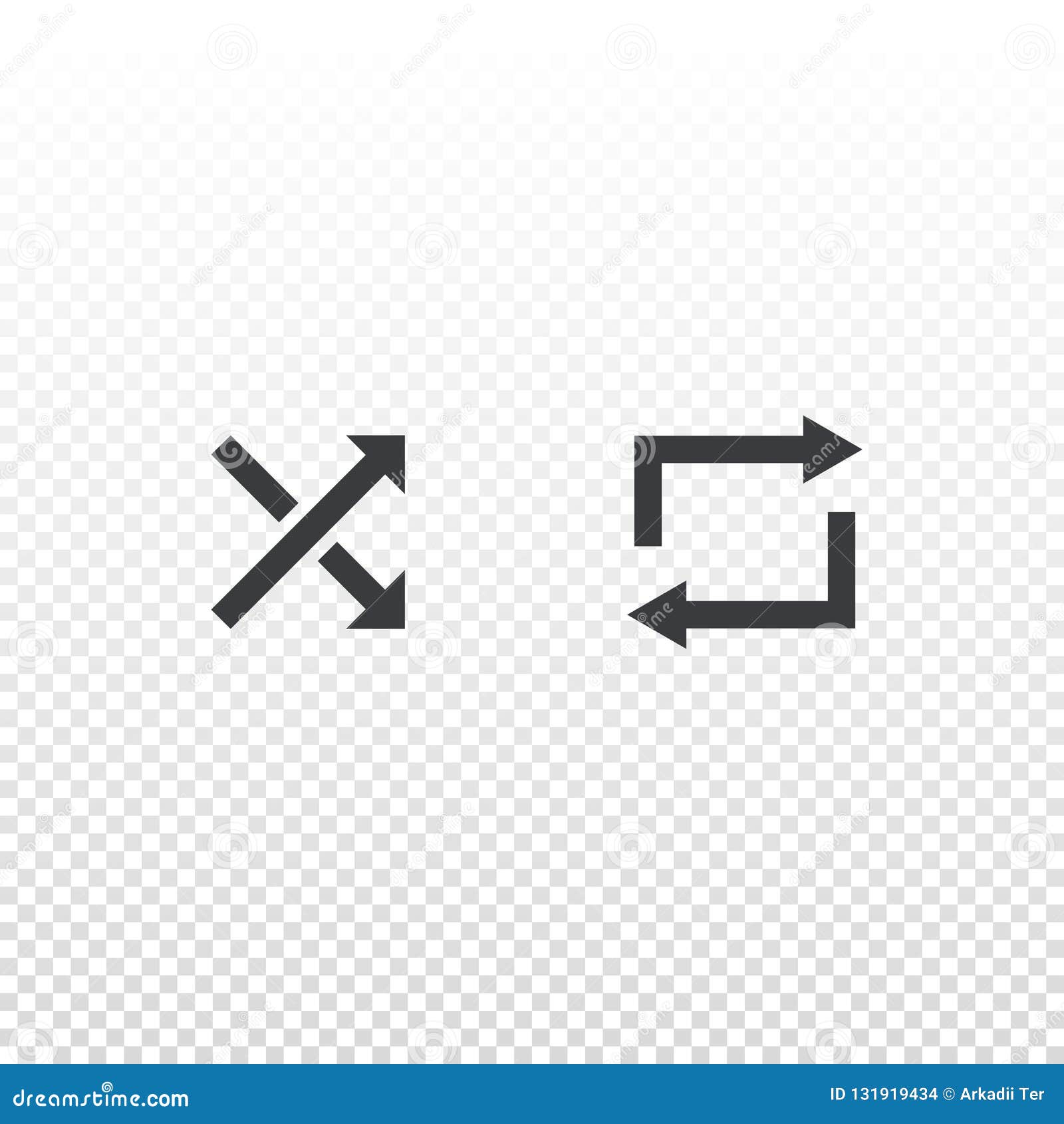Vector Shuffle And Repeat Icon Isolated On Transparent Background ...