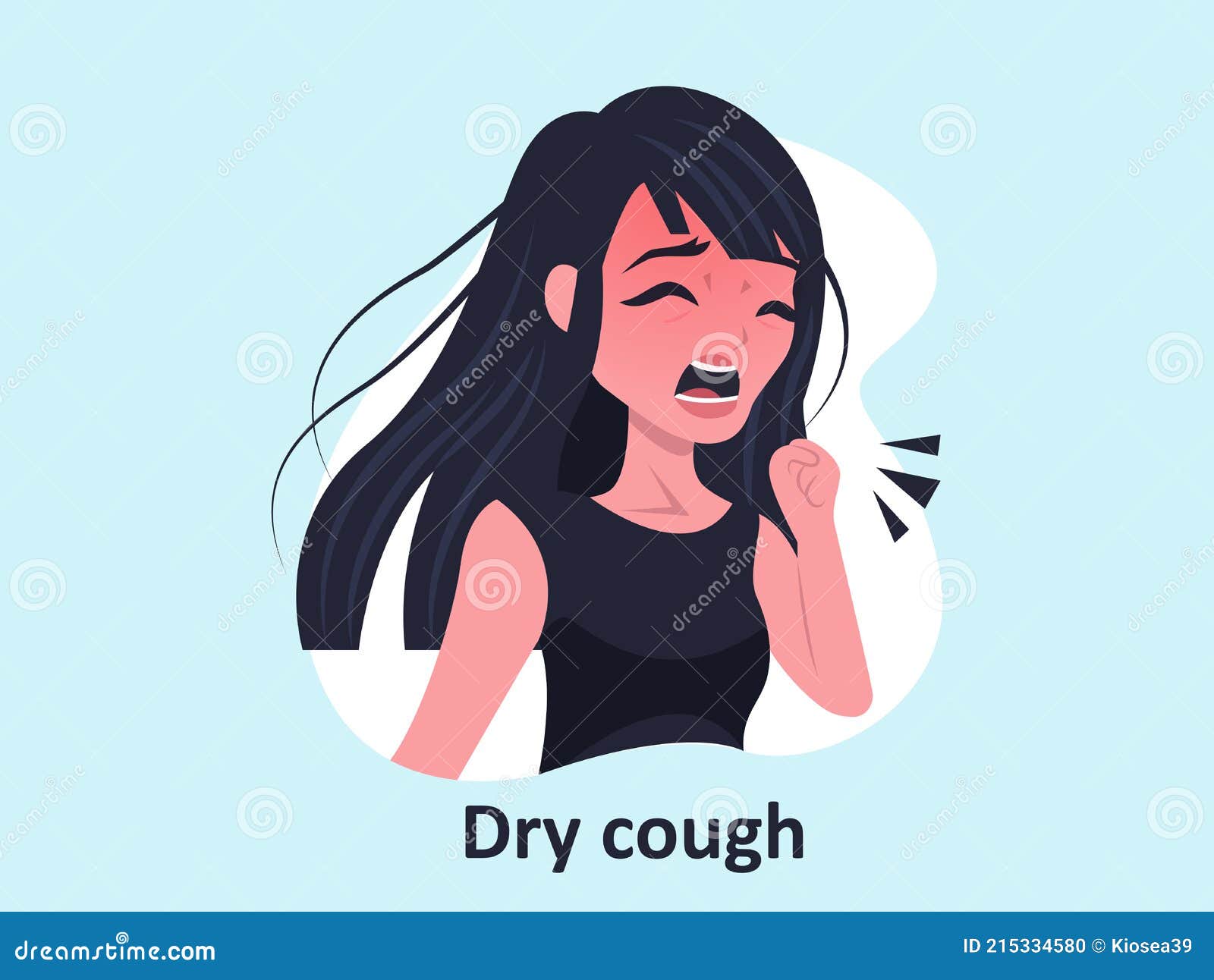 Vector of a Sick Woman Having a Dry Cough Stock Vector - Illustration ...