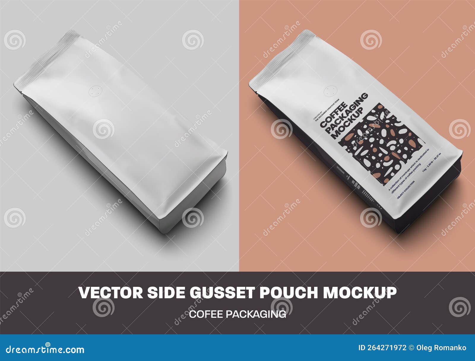 Vector Side Gusset Pouch Coffee Packages, Top View. Realistic ...