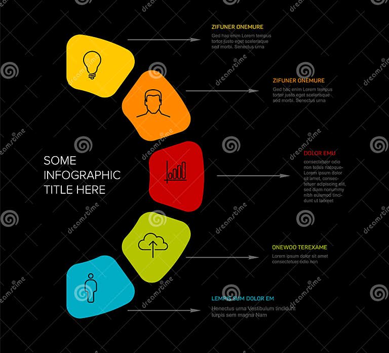 Vector Side Multipurpose Infographic Five Rounded Elements Template on ...