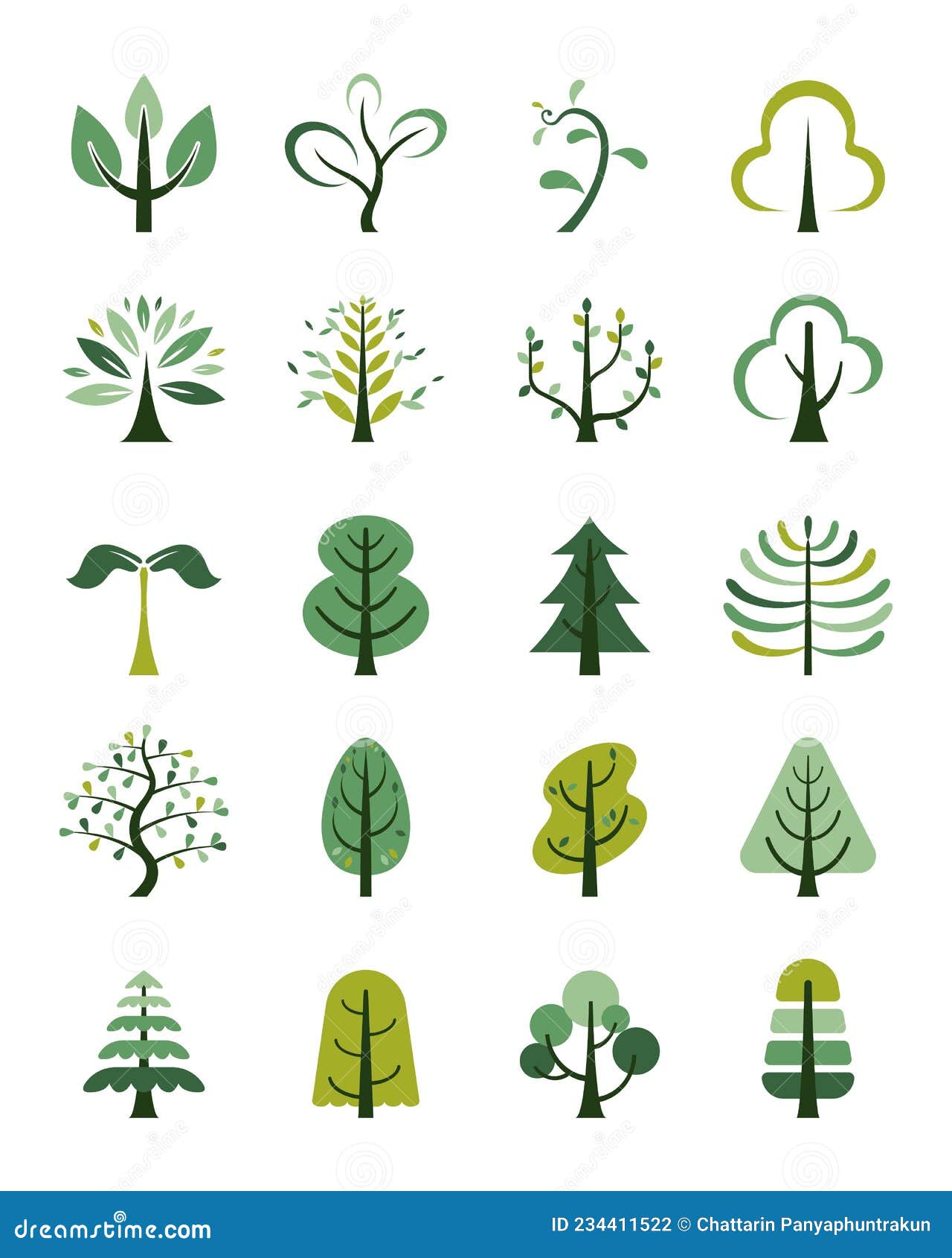 Vector of side view trees stock vector. Illustration of ornament ...