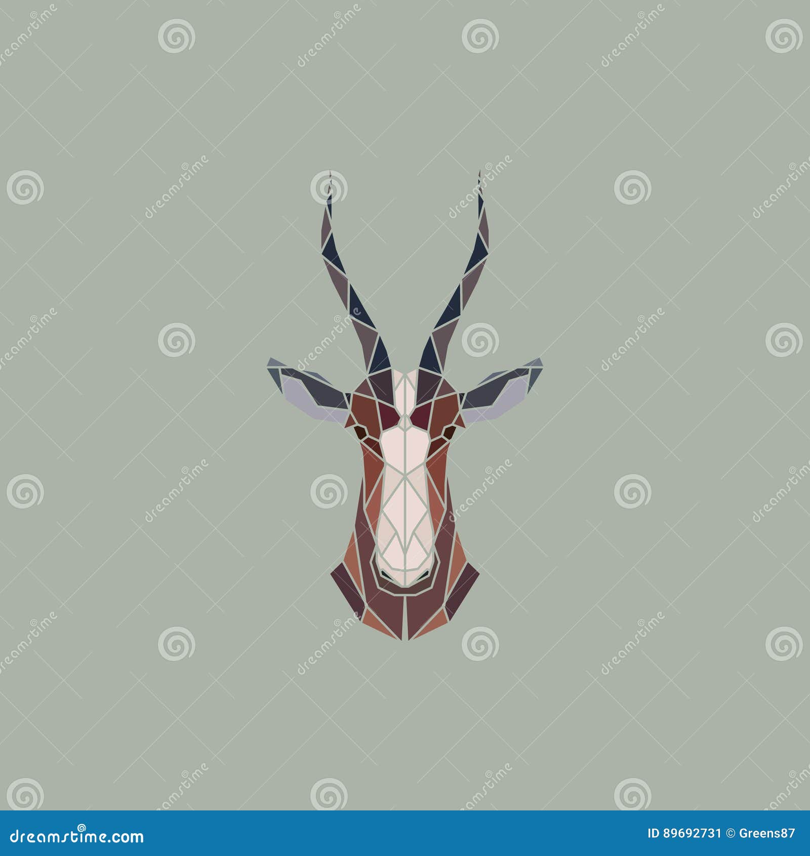 Vector Sign Abstract Head of African Antelope Blesbok. Stock Vector ...