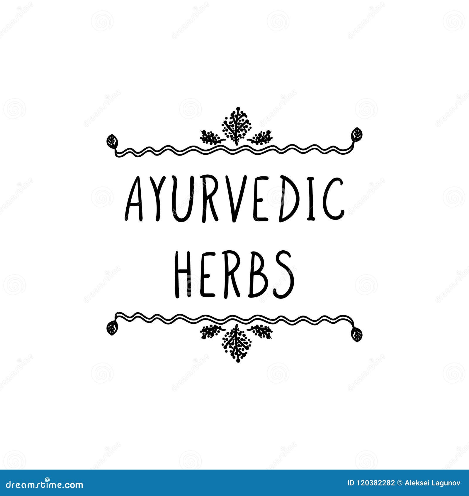 Vector Sign: Ayurvedic Herbs, Isolated Black Linear Doodle Drawing ...
