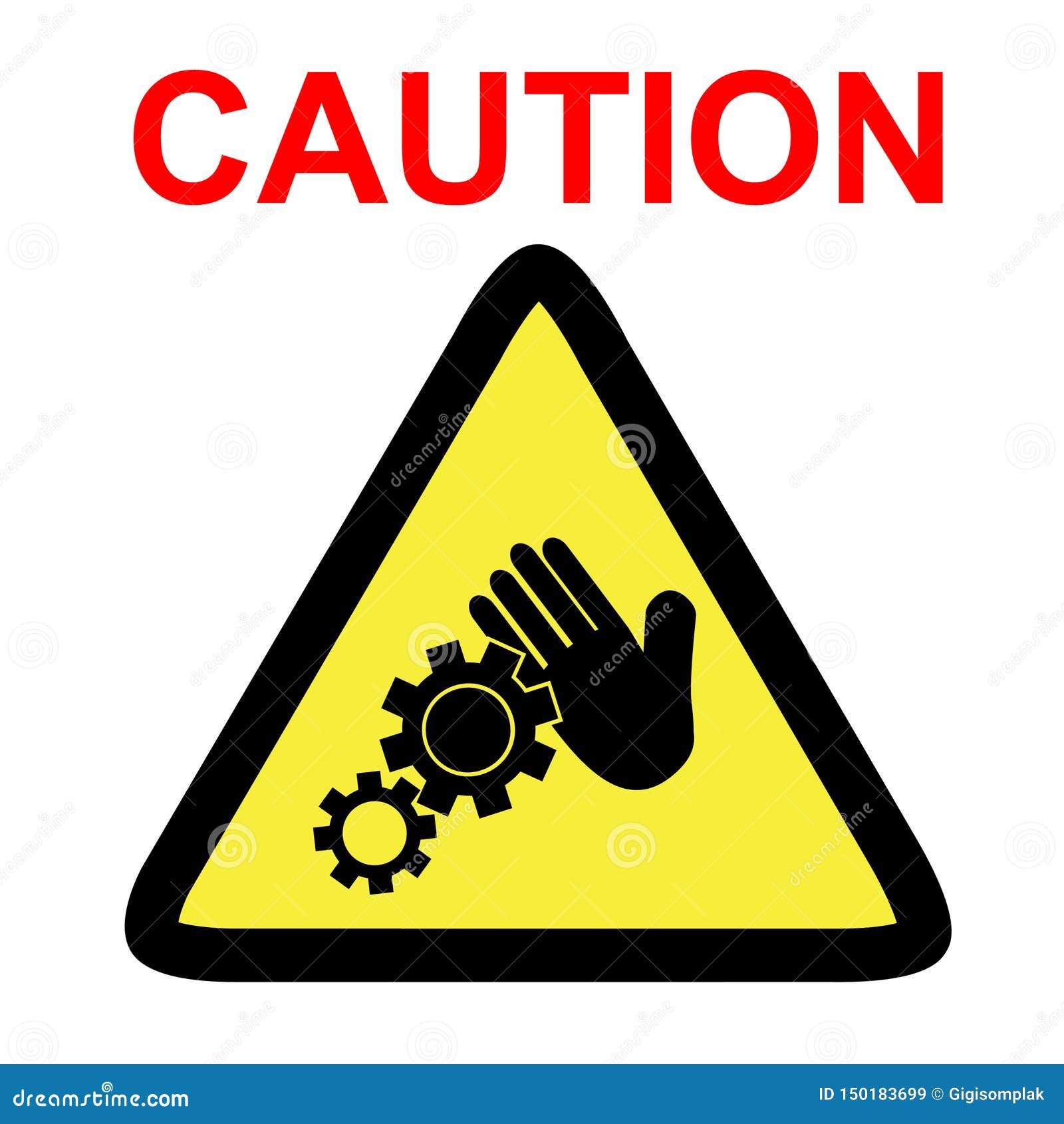 Vector Sign, Caution Danger of Working Engine, Isolated on White Stock ...