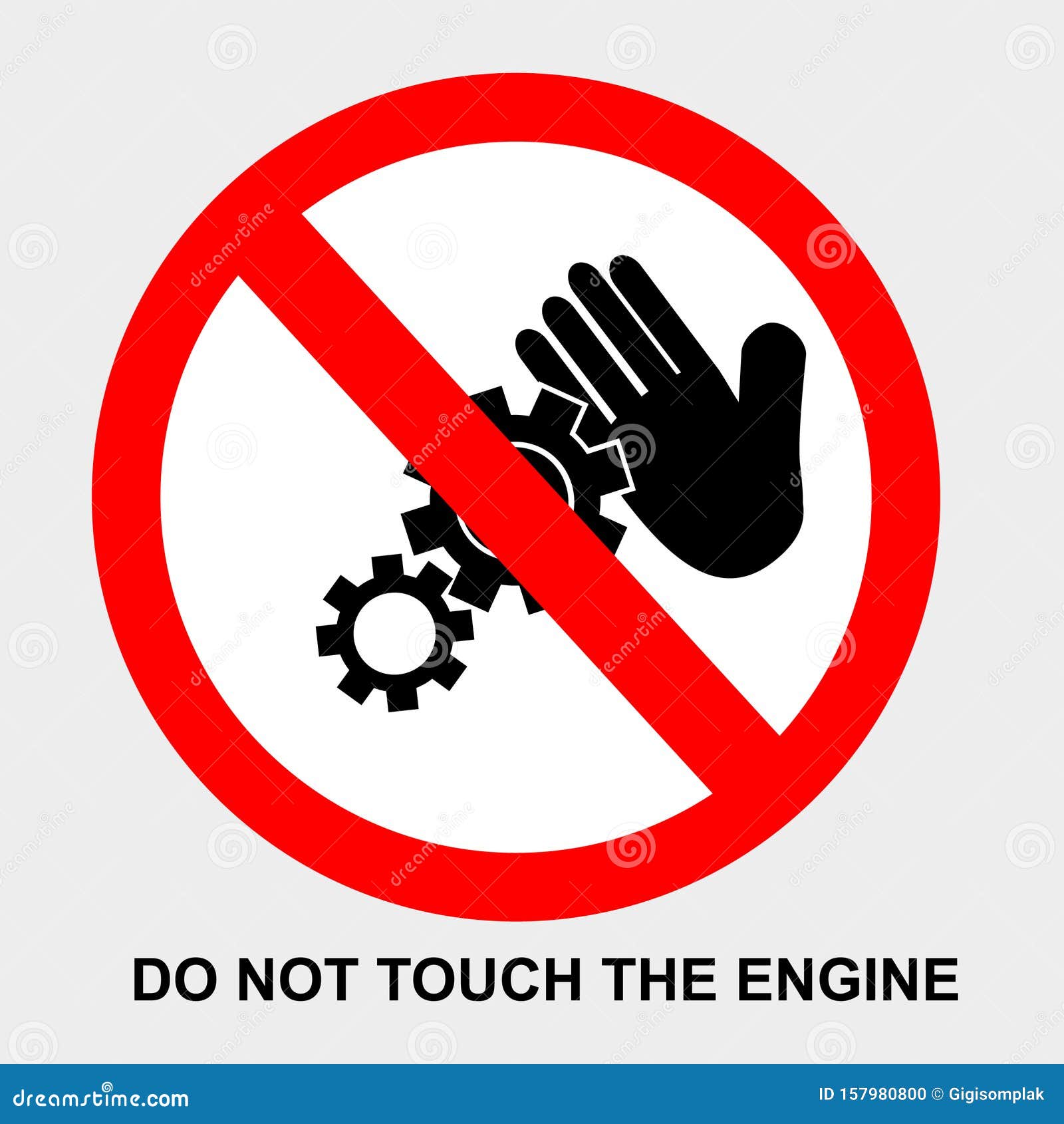 Vector Sign, Caution Danger of Working Engine, Isolated on White Stock ...