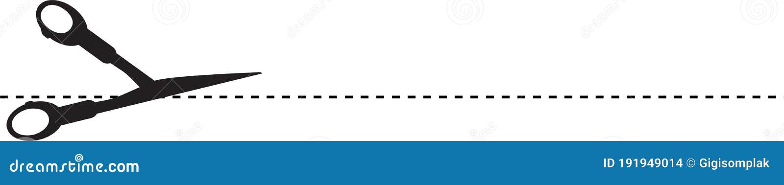 Vector Sign Cut Here, Using Scissor, Horizontal Line, Isolated on White ...