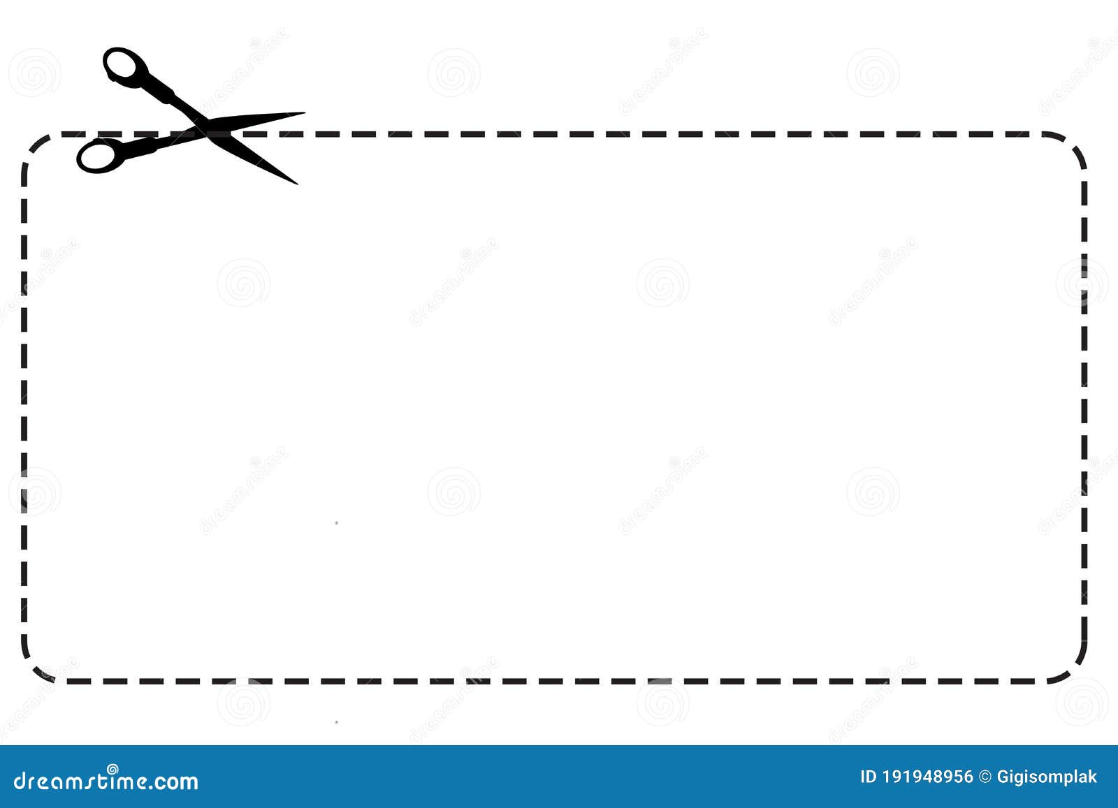 Vector Sign Cut Here, Using Scissor, Rectangle Shape, Isolated on White ...