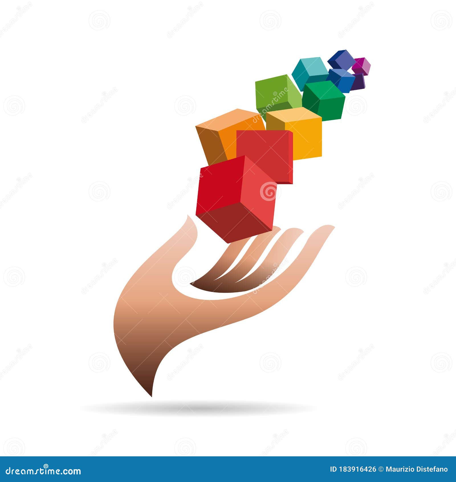 Vector sign hand and cubes stock illustration. Illustration of internet ...
