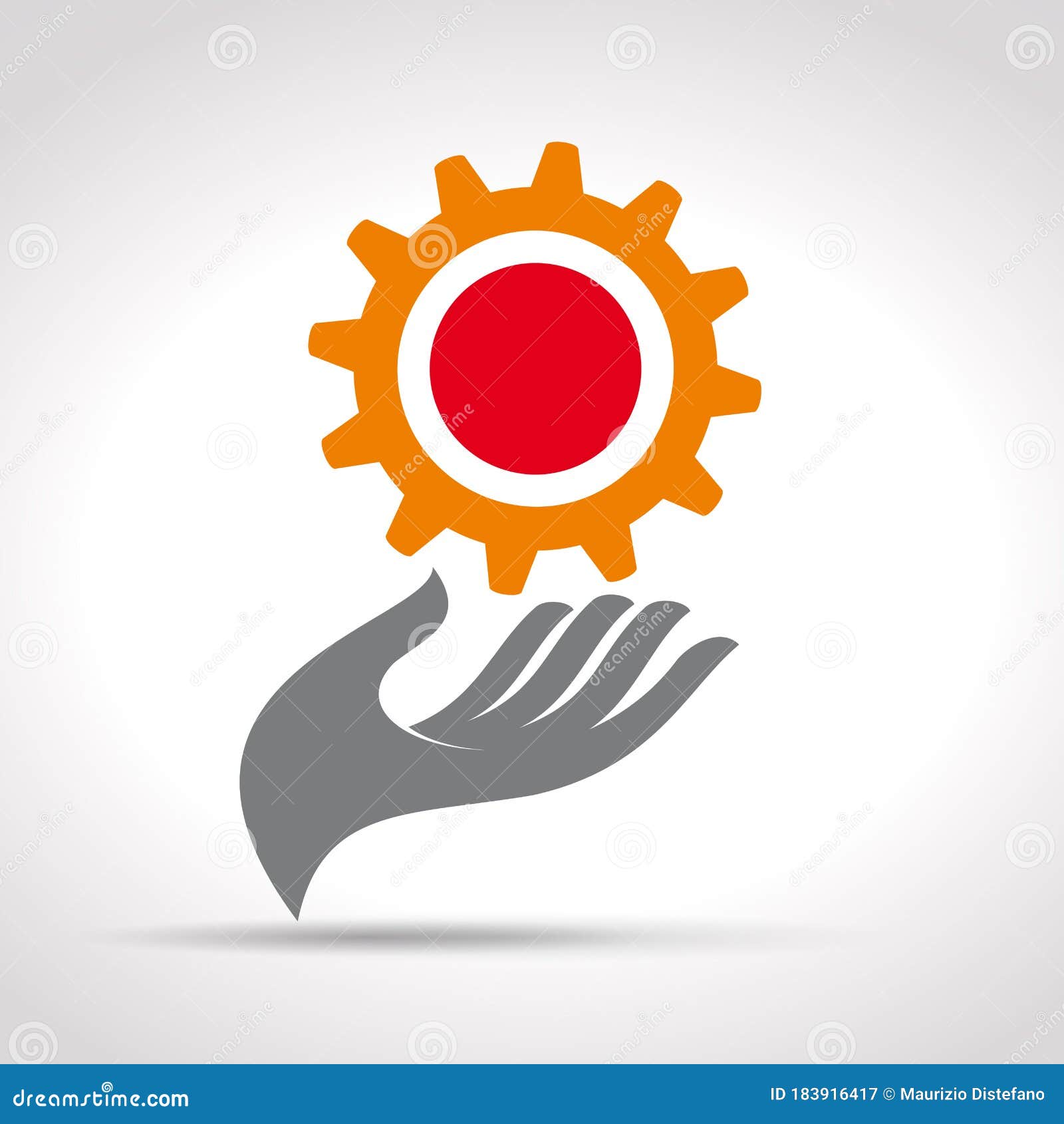 Vector Sign Hand Service with Gear Stock Illustration - Illustration of ...