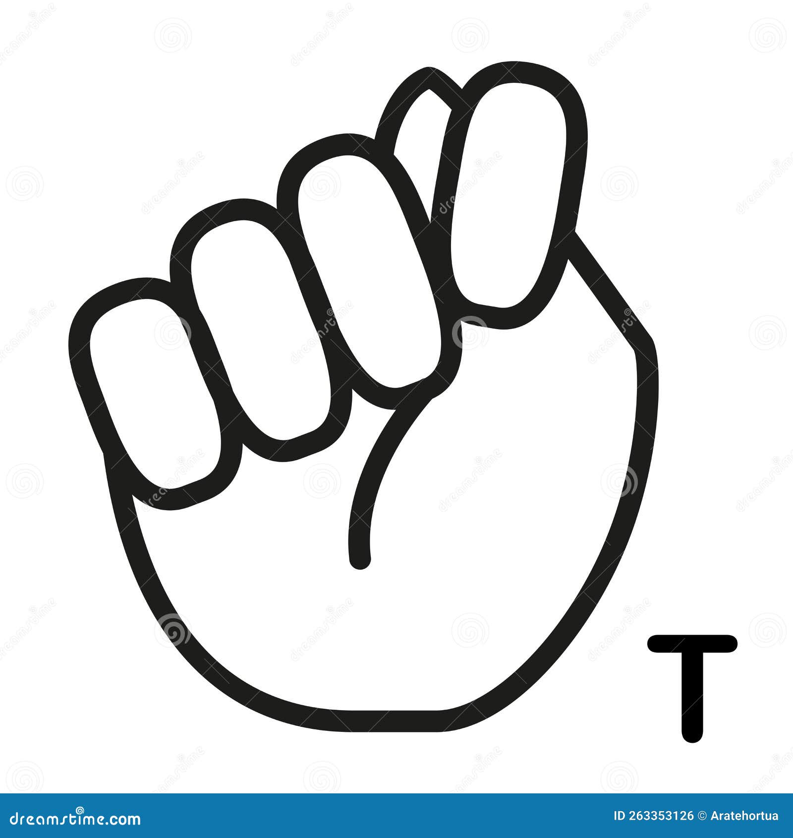 Vector Sign Language Icon Letter T Stock Vector - Illustration of icon ...