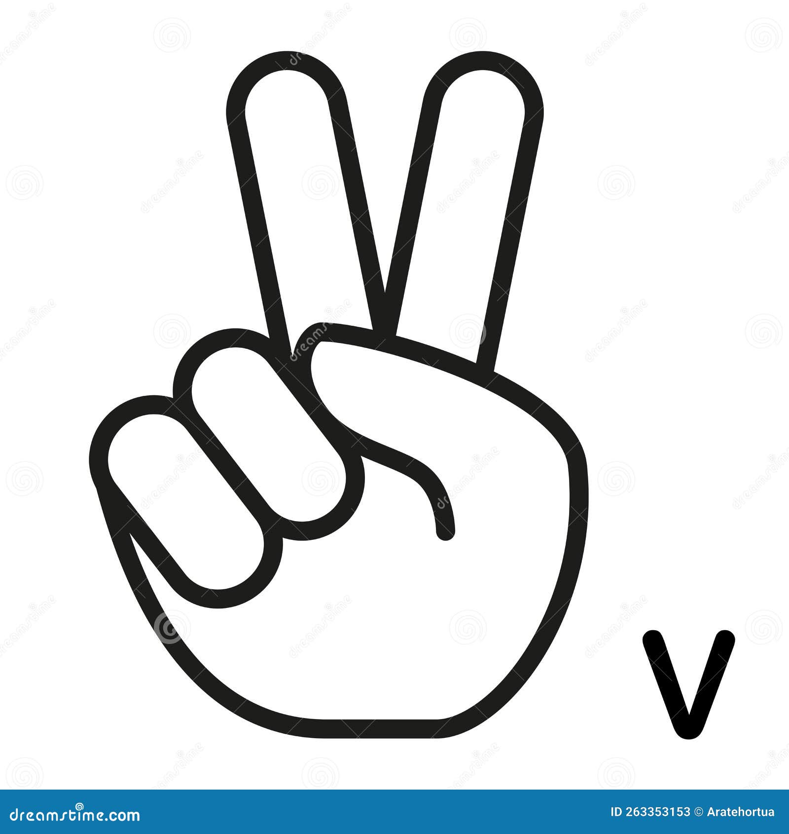Vector Sign Language Icon Letter V Stock Vector - Illustration of ...