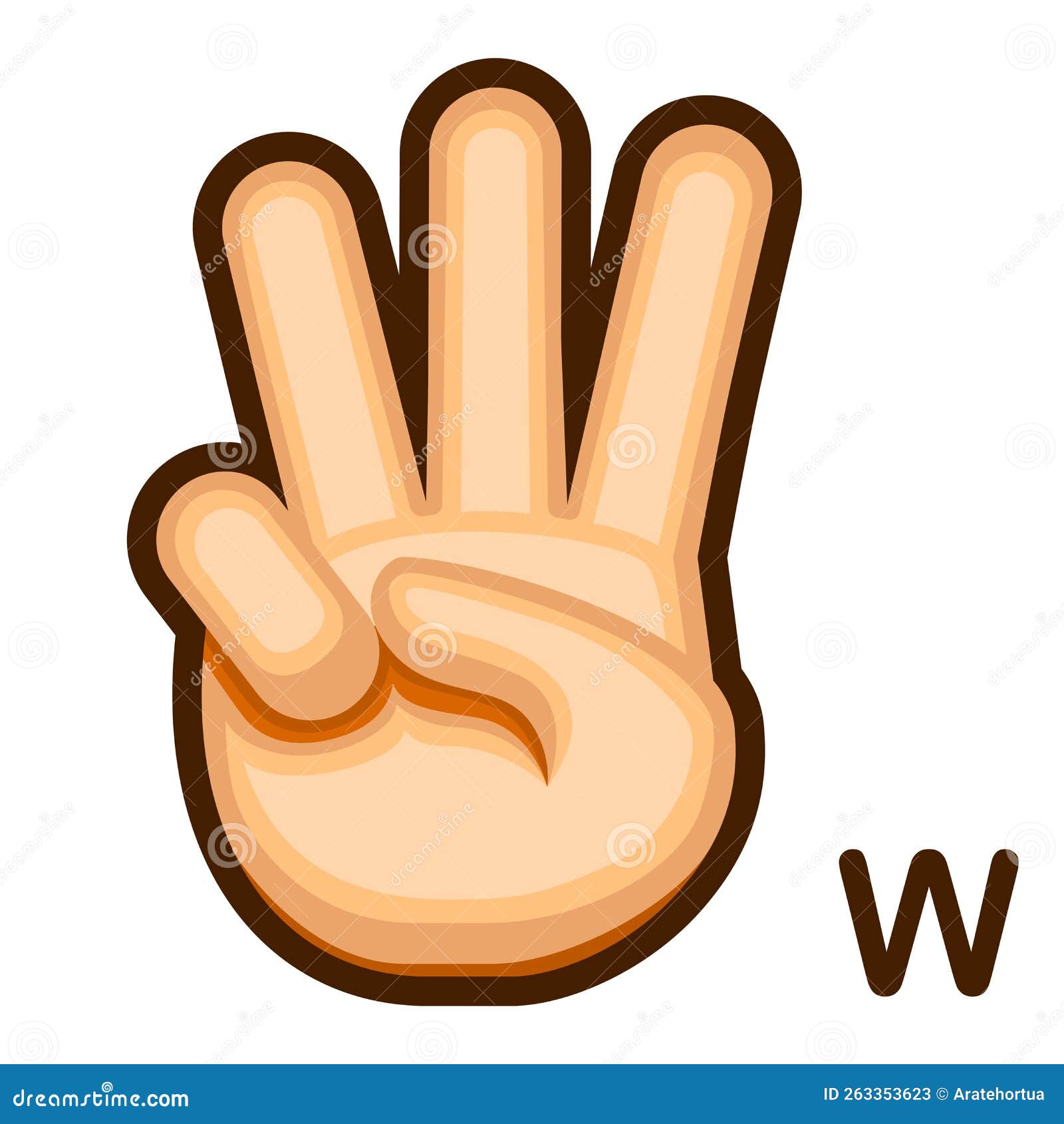 Vector Sign Language Icon Letter W Stock Vector - Illustration of ...